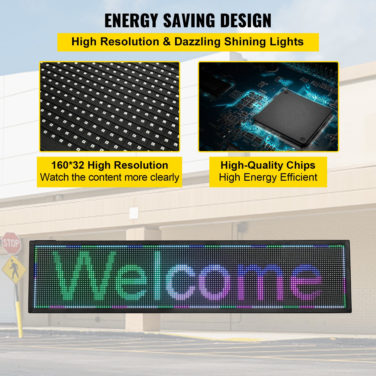 VEVOR LED Scrolling Sign LED Display Board 40 x 9 in 7 Color P6 ...