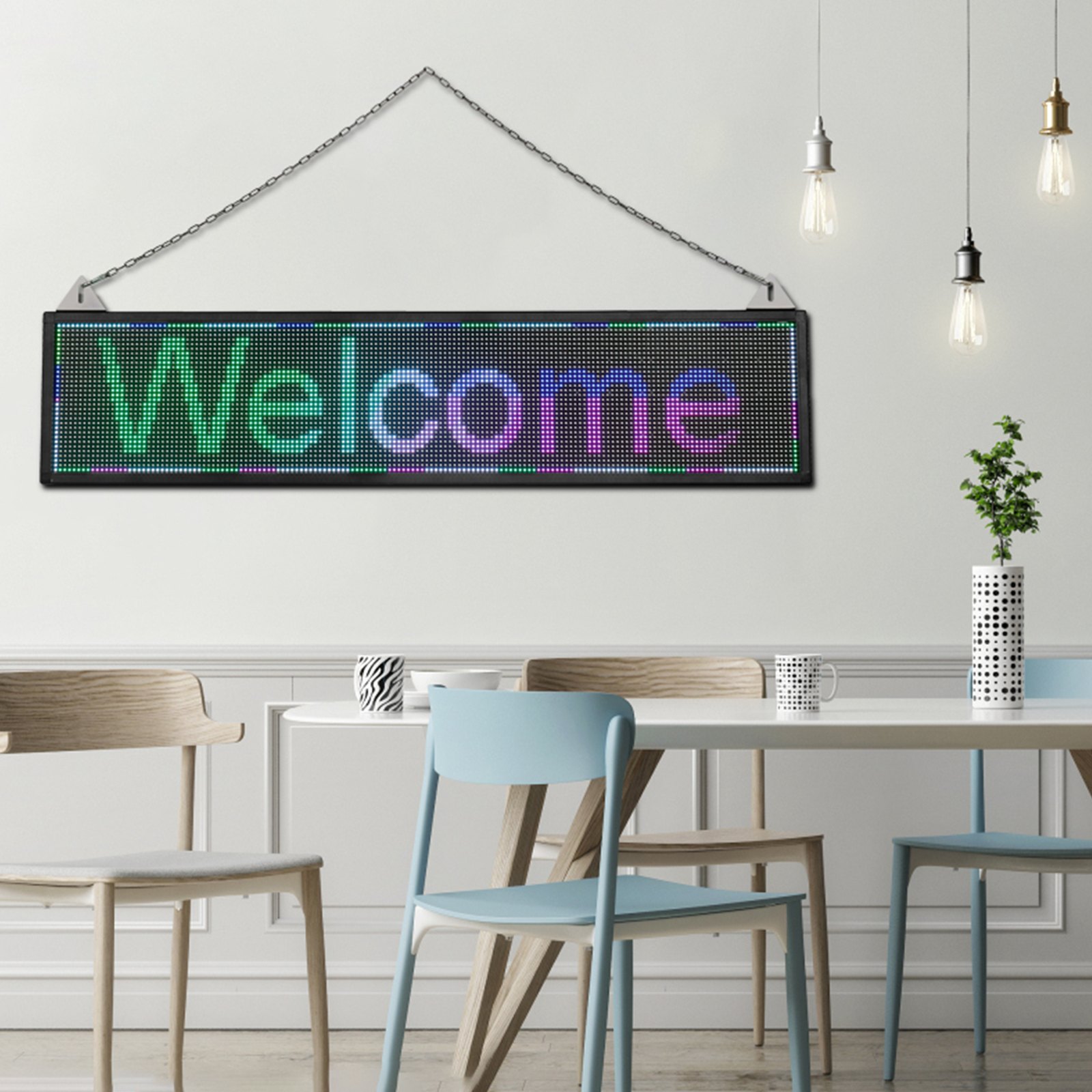 VEVOR LED Scrolling Sign, 40" x 9" WiFi & USB Control, Full Color P6 ...
