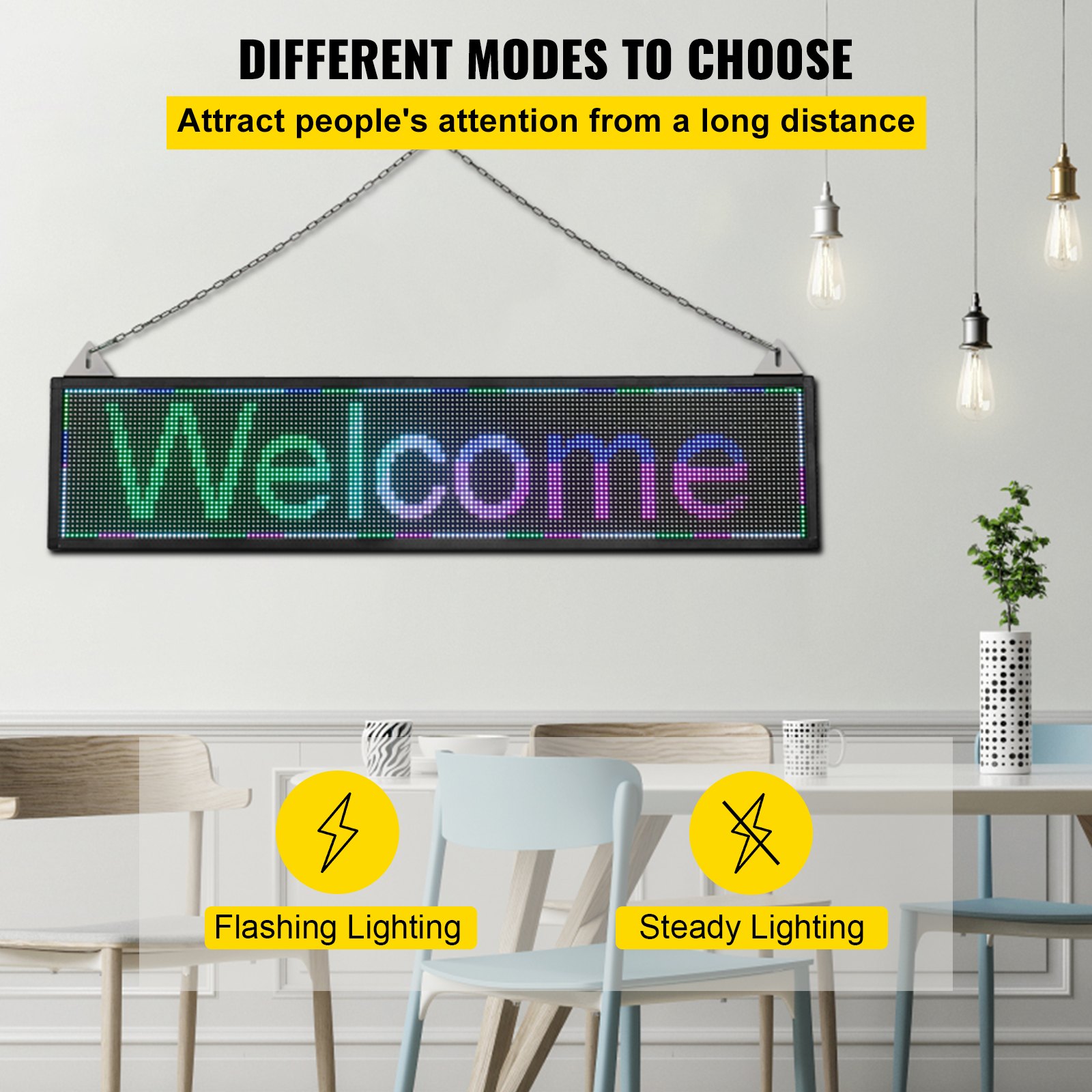 VEVOR LED Scrolling Sign LED Display Board 40 x 9 in 7 Color P6 ...