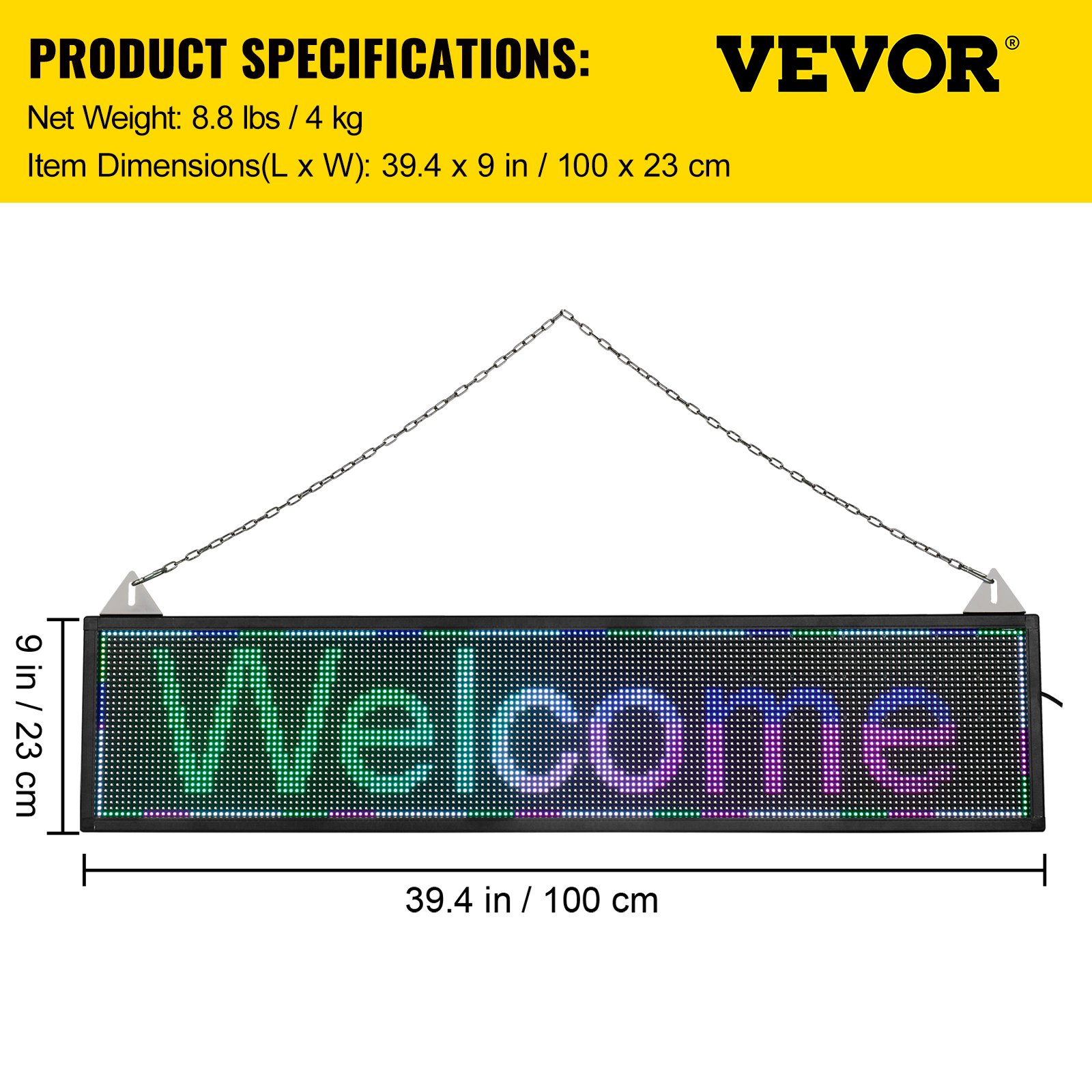 VEVOR LED Scrolling Sign, 40" x 9" WiFi & USB Control P6 Programmable ...
