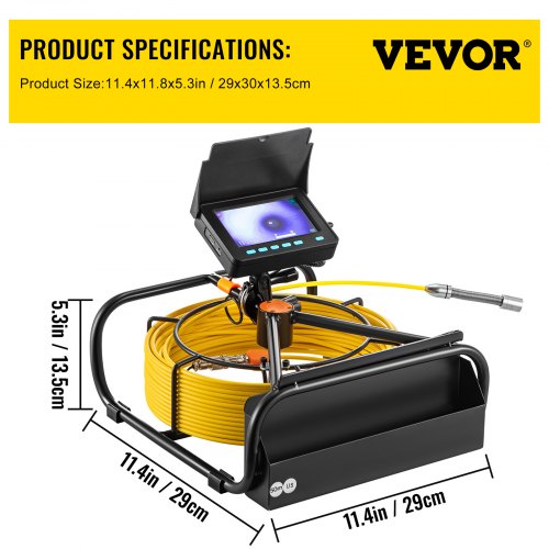 Vevor 4.3" Lcd Pipe Inspection Pipeline Drain Sewer Waterproof Camera ...