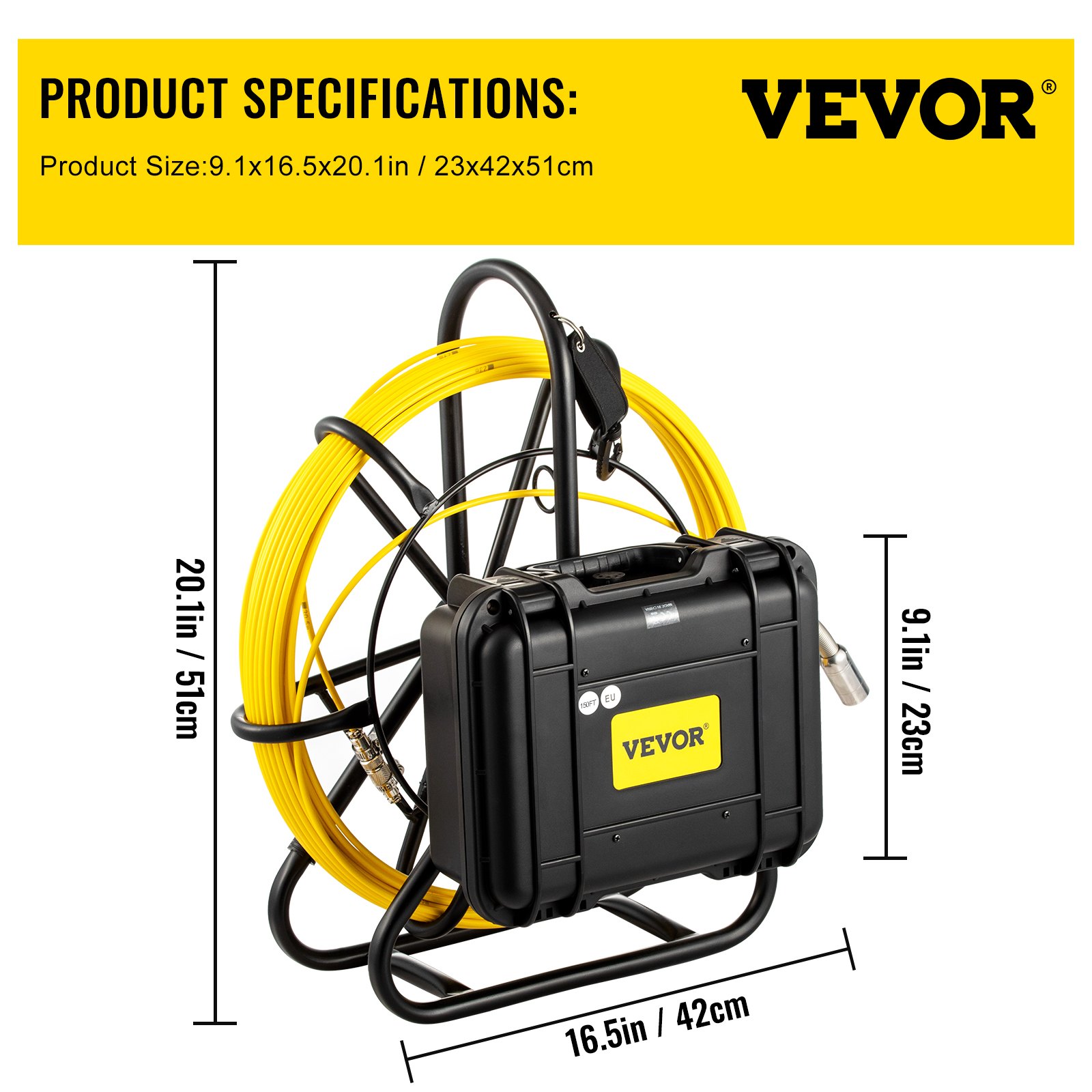 VEVOR Sewer Camera 150ft Pipe Pipeline Inspection Camera 9 Inch Color ...