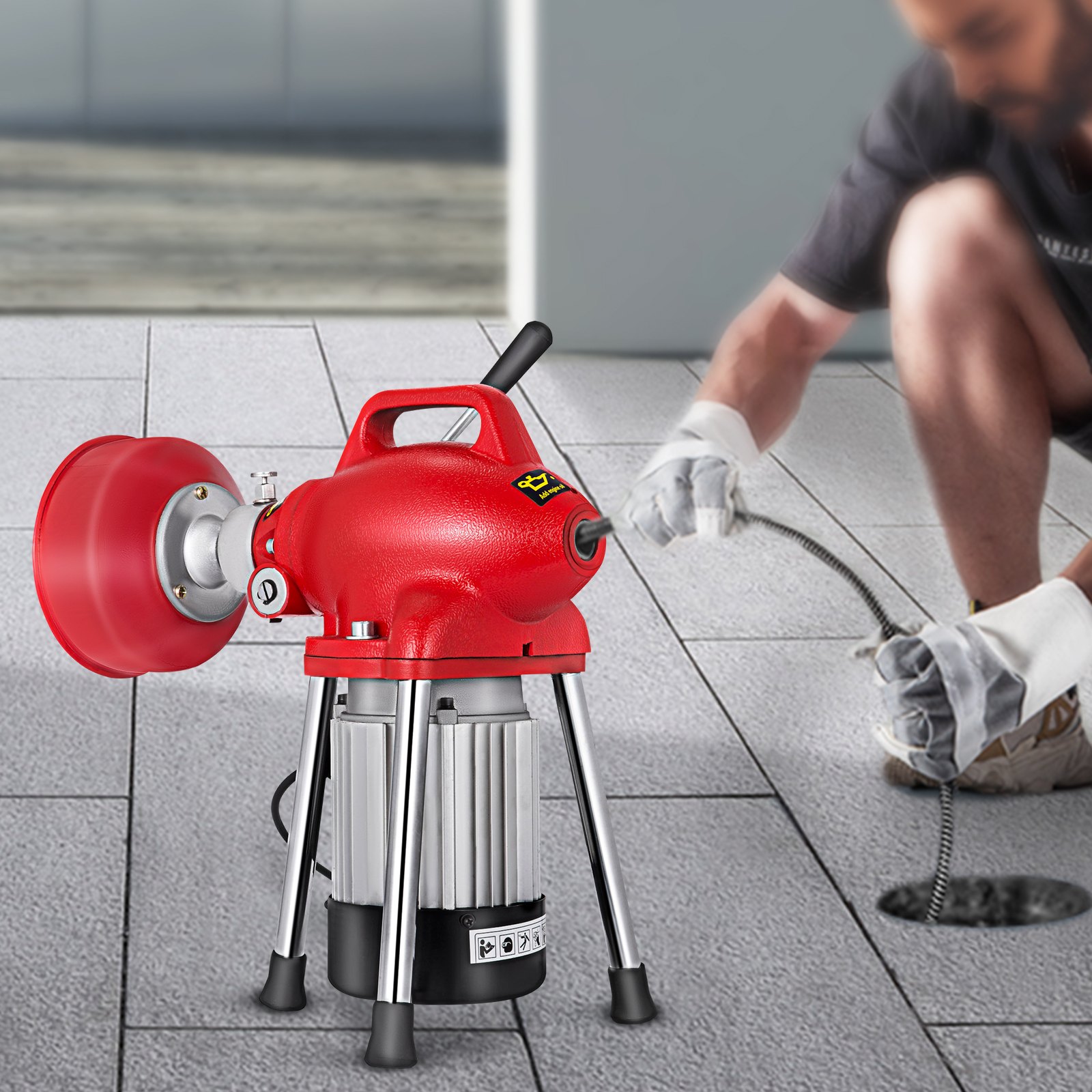 250W Electric Drain Cleaner Auger Pipe Cleaning Machine w/ Cutter ...
