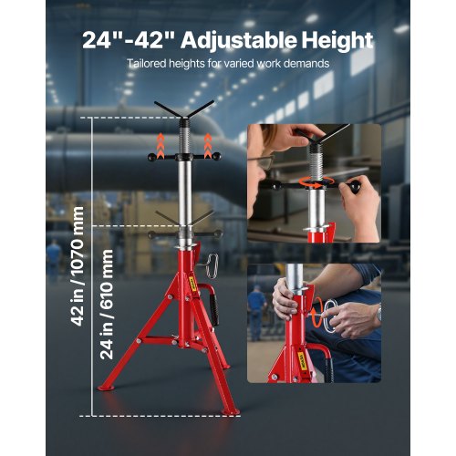 Pipe Jack Stand V-Head and Foldable Legs 2500LB Max. Height 42IN | VEVOR US