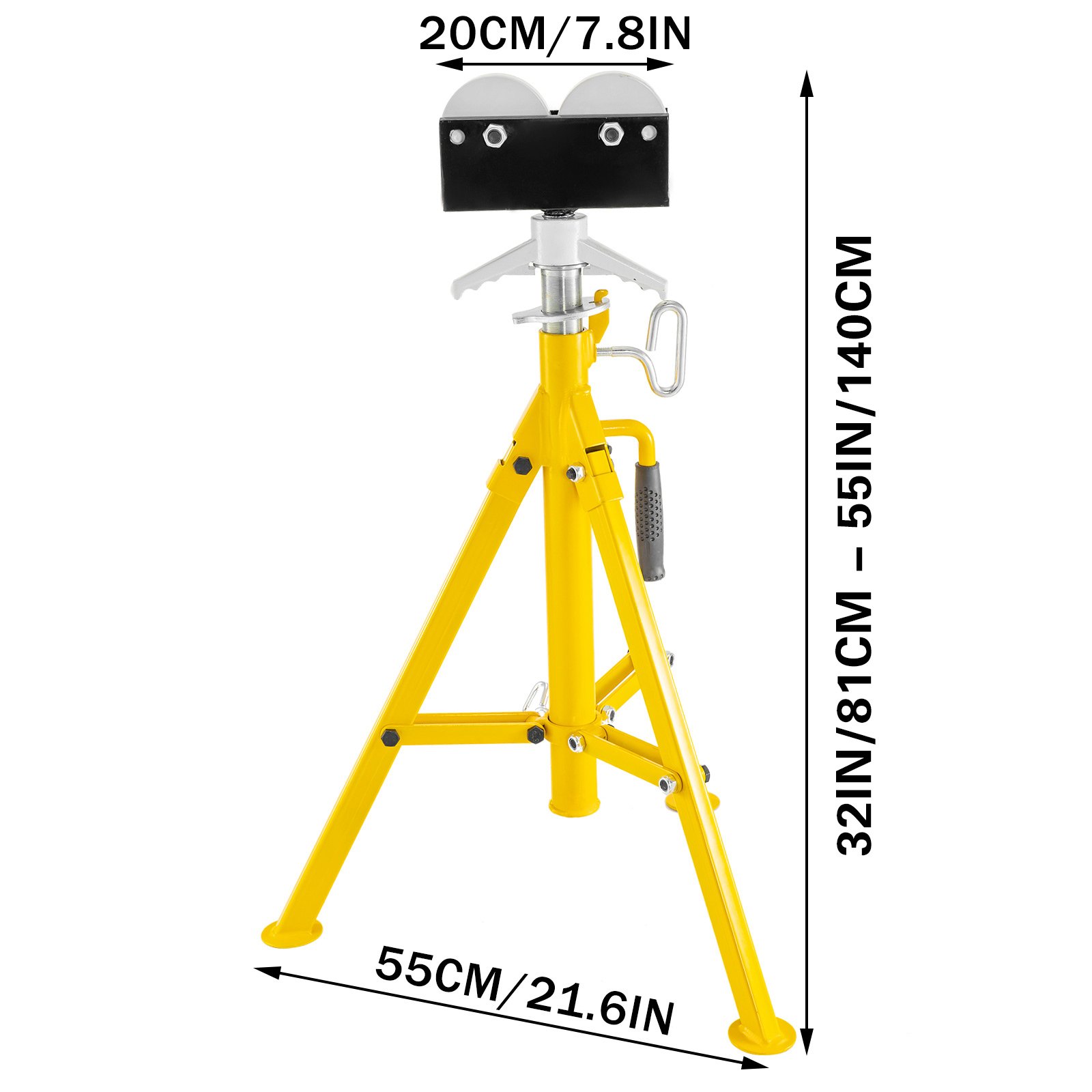 VEVOR 0.5-12 inch Roller Pipe Stand Adjustable Height 32"-55" Pipe ...