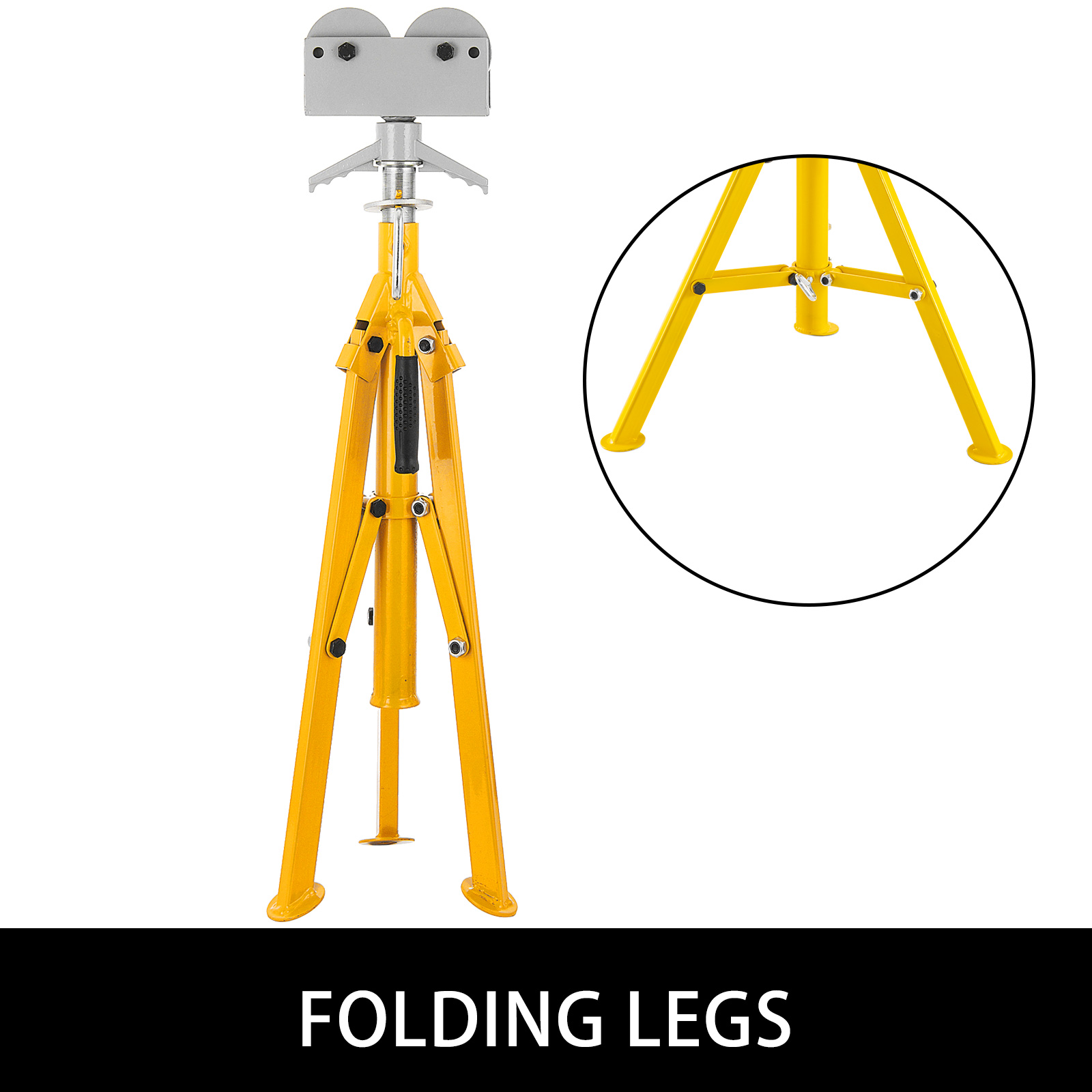 Pipe Stand Fold-a-jack Roller Head, Pipe Capacity 12", Height 32" To 55 ...