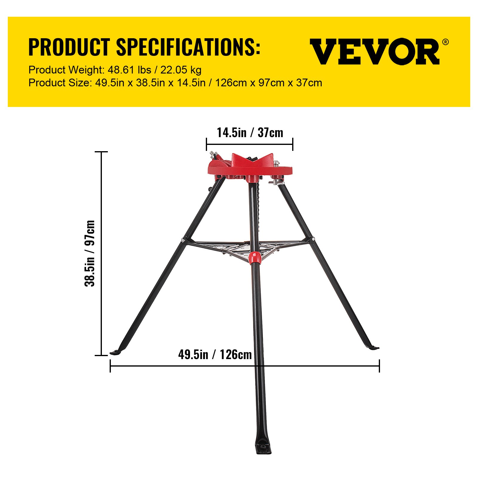 6" Tripod Pipe Chain Vise Stand w/ Steel Legs & Rubber Mounts bib ...