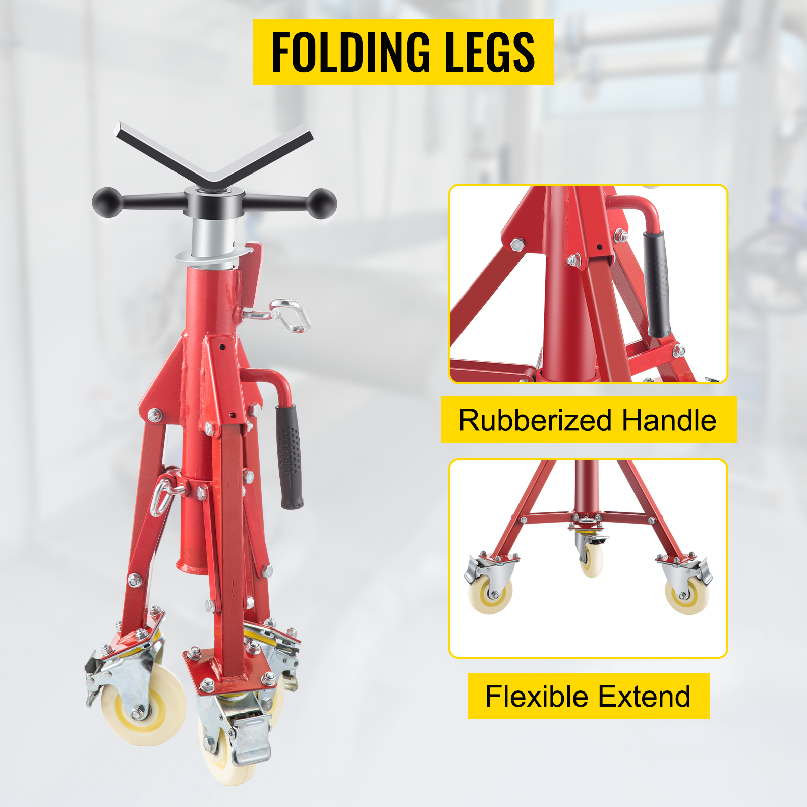 Vevor Pipe Stand Fold-a-jack V-head 28-52 Inch Height 12" Pipe 882 Lb W ...