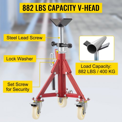 Vevor Pipe Stand Fold-a-jack V-head 20-37 Inch Height 12" Pipe 882 Lb W ...