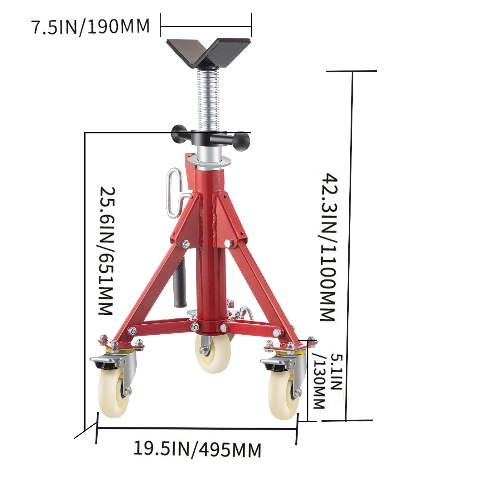 Vevor Pipe Stand Fold-a-jack V-head 20-37 Inch Height 12" Pipe 882 Lb W ...