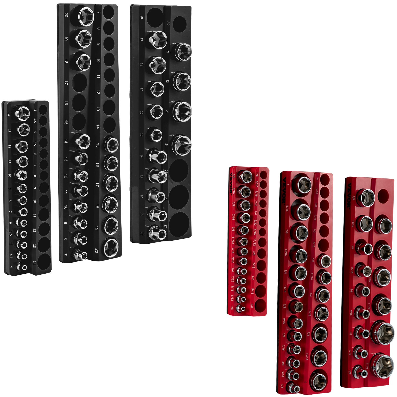 VEVOR MagneticSocket Organizer Socket Holder 6 Pieces 1/2, 3/8, 1/4 ...