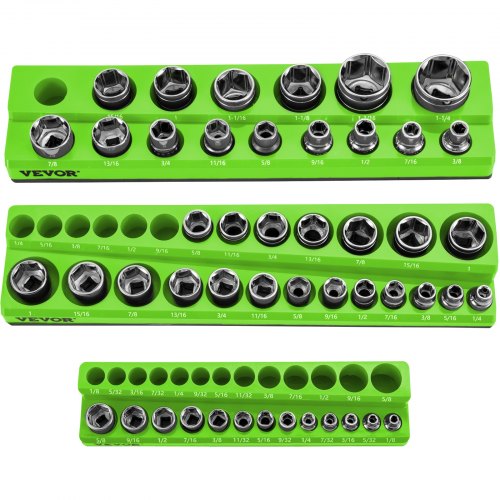 VEVOR 3-Pack Metric Magnetic Socket Organizers, 1/2-inch, 3/8-inch, 1/4 ...