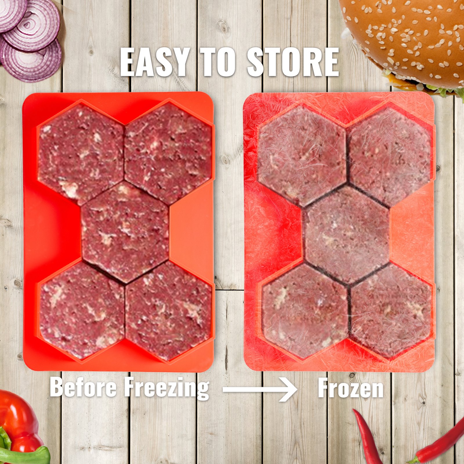 VEVOR Innovative Burger Patty Press Freezer 5-In-1 Burger Press and ...