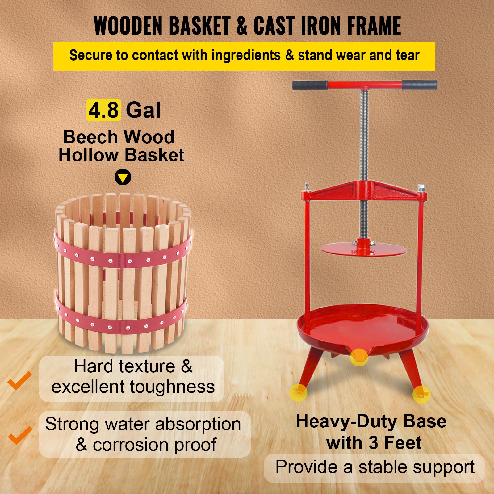 VEVOR VEVOR Fruit Wine Press Manual Press for Wine Making 4.8Gal/18L ... VEVOR VEVOR Fruit Wine Press Manual Press for Wine Making 4.8Gal/18L ...