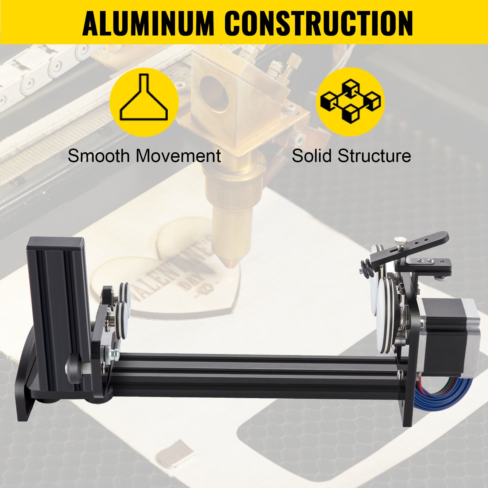 VEVOR Rotary Axis Attachment, 4 Wheels Laser Rotary Attachment, 57 ...