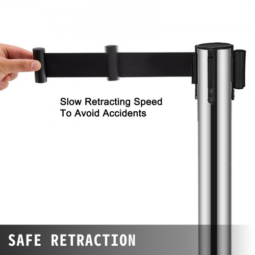 6pcs Queue Posts W/ Black Retractable Belt Stainless Steel Restaurants ...