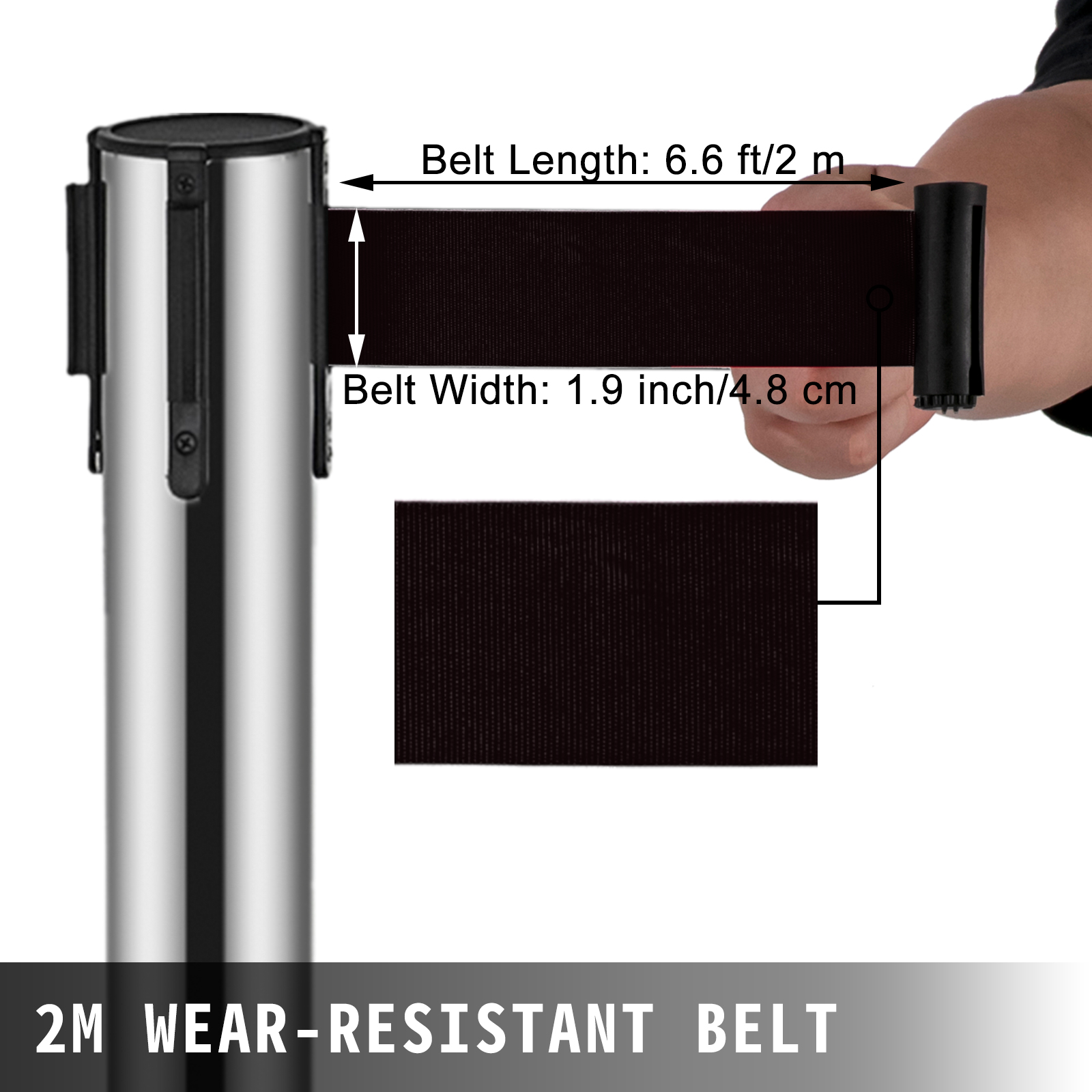6pcs Queue Posts W/ Black Retractable Belt Stainless Steel Restaurants ...