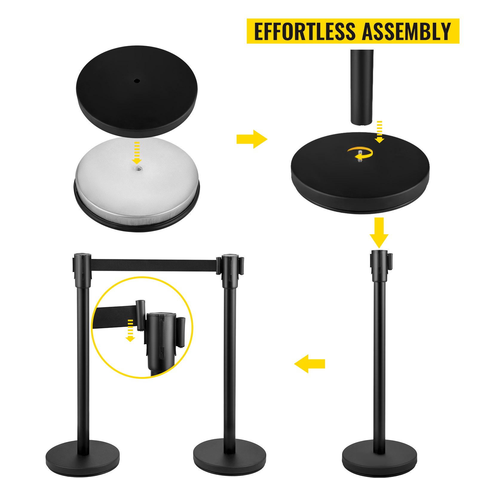 VEVOR Crowd Control Stanchion, Set of 8 Pieces Stanchion Set, Stanchion ...