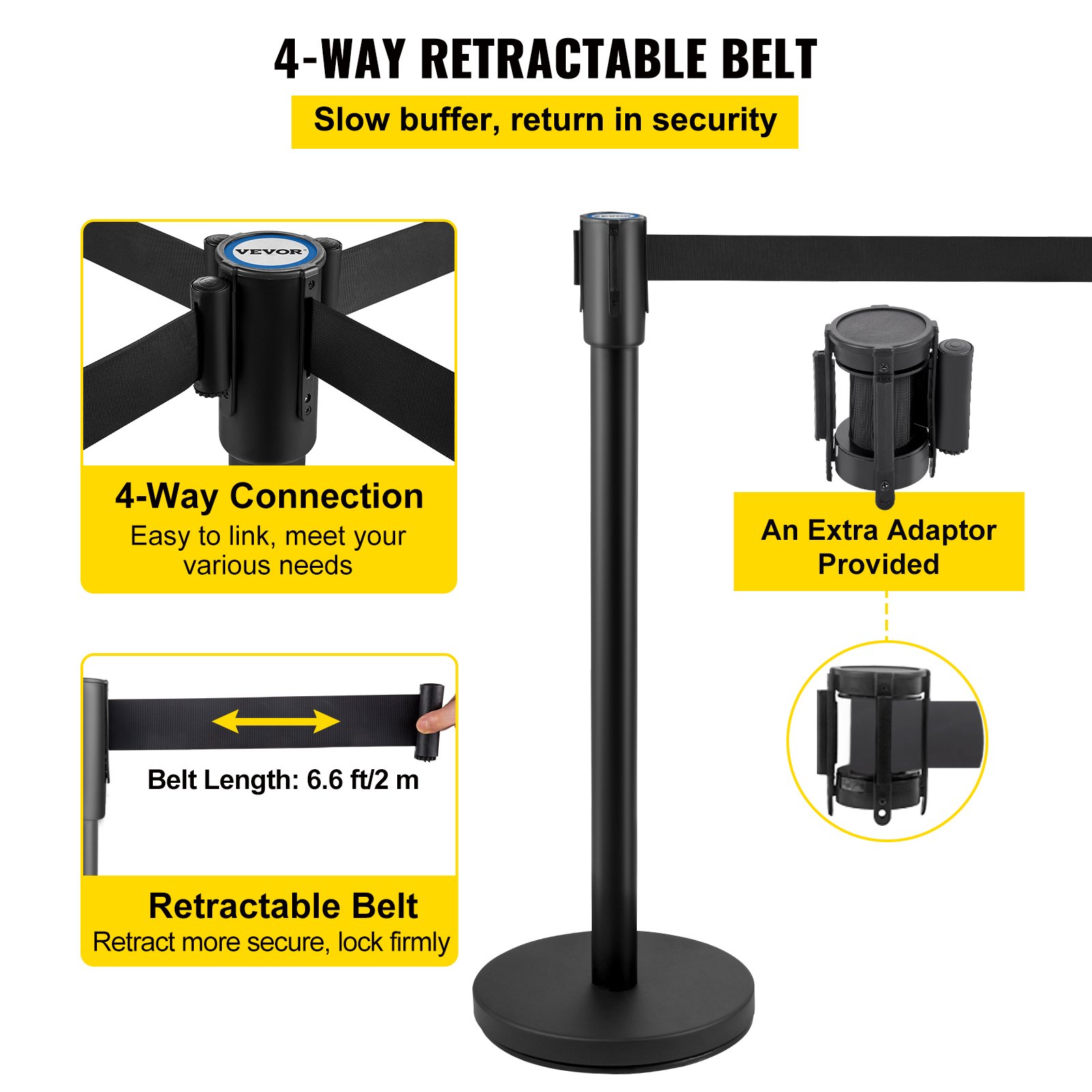 VEVOR Crowd Control Stanchion, Set of 6 Pieces Stanchion Set, Stanchion ...