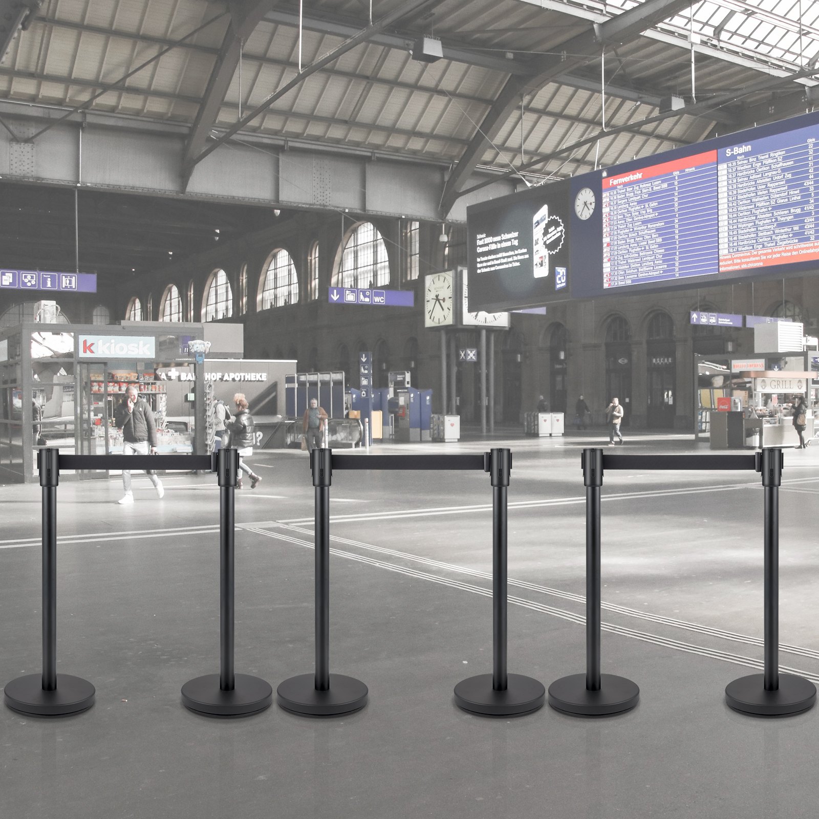 VEVOR Crowd Control Stanchion, Set of 6 Pieces Stanchion Set, Stanchion ...