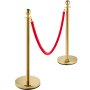 VEVOR 4PCS Gold Stanchion Posts Queue, 38 Inch Red Velvet Rope, Crowd ...