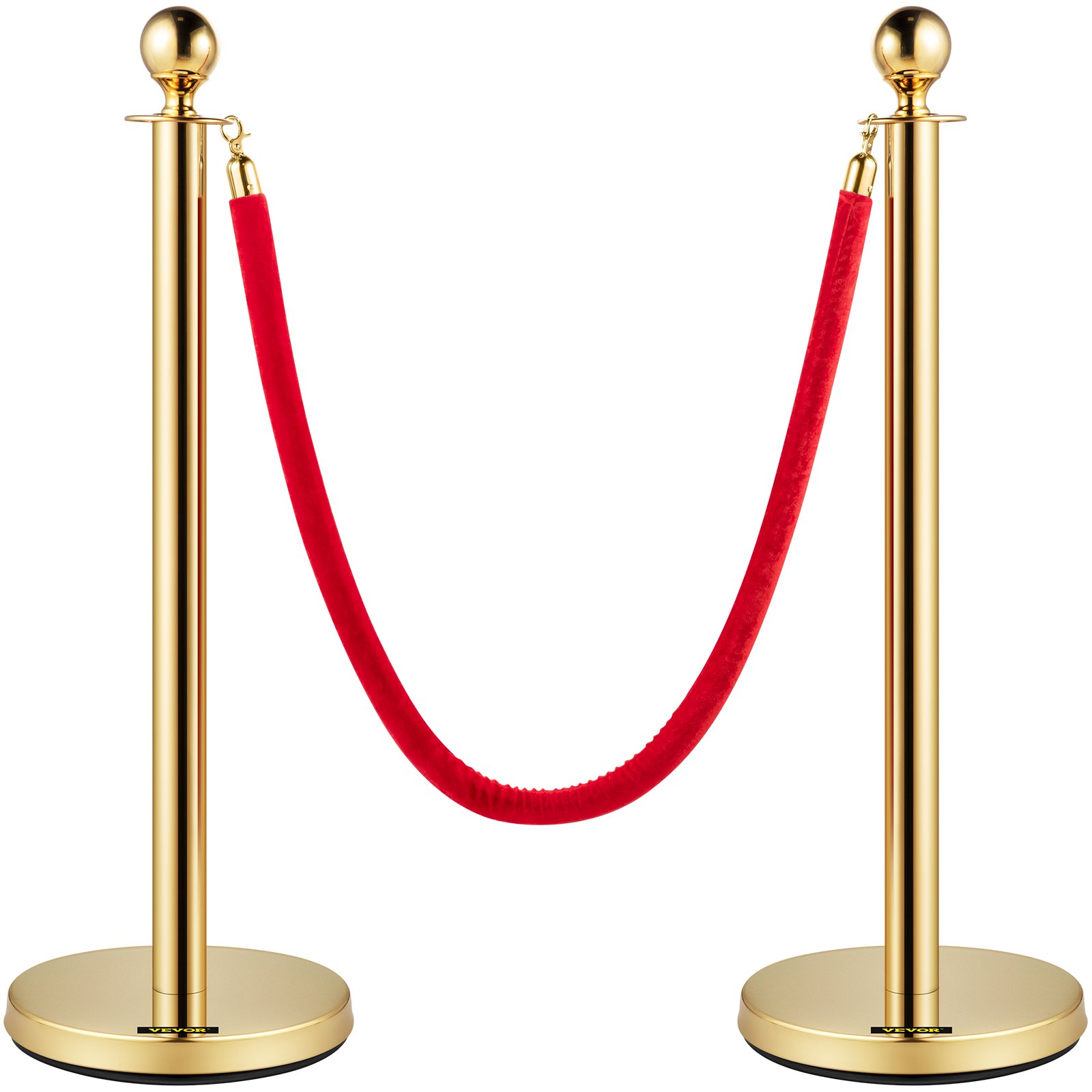 VEVOR 4PCS Gold Stanchion Posts Queue, 38 Inch Red Velvet Rope, Crowd ...