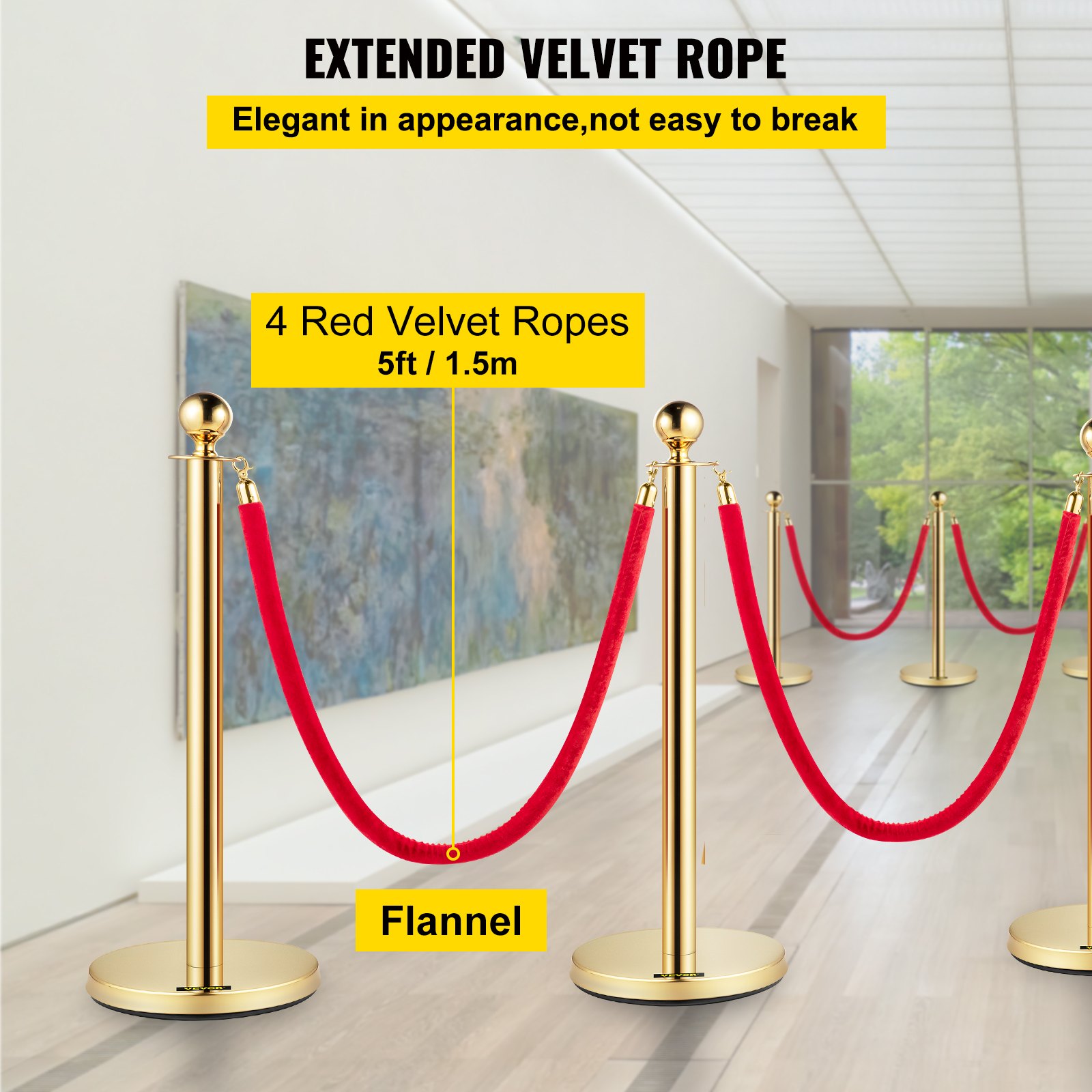 VEVOR 6 PCS Gold Stanchions Posts Stainless Steel Stanchion Queue Post ...