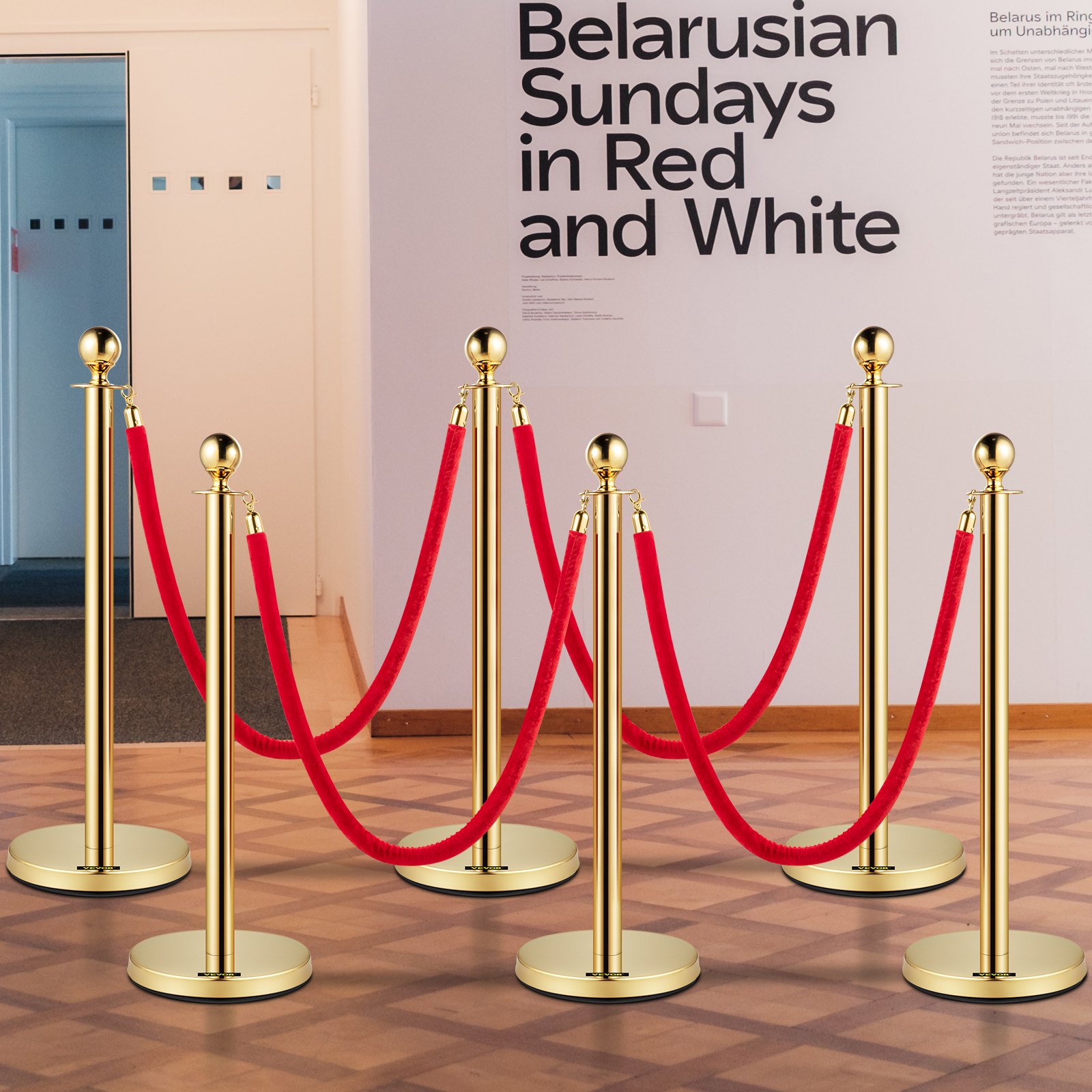 VEVOR 6 PCS Gold Stanchions Posts Stainless Steel Stanchion Queue Post ...