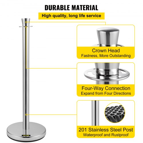 VEVOR Crowd Control Stanchion, Set of 2 Pieces Stanchion Set, Stanchion ...