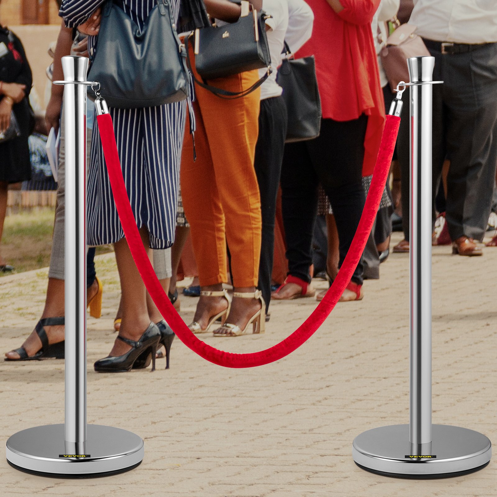 VEVOR Crowd Control Stanchion, Set of 2 Pieces Stanchion Set, Stanchion ...