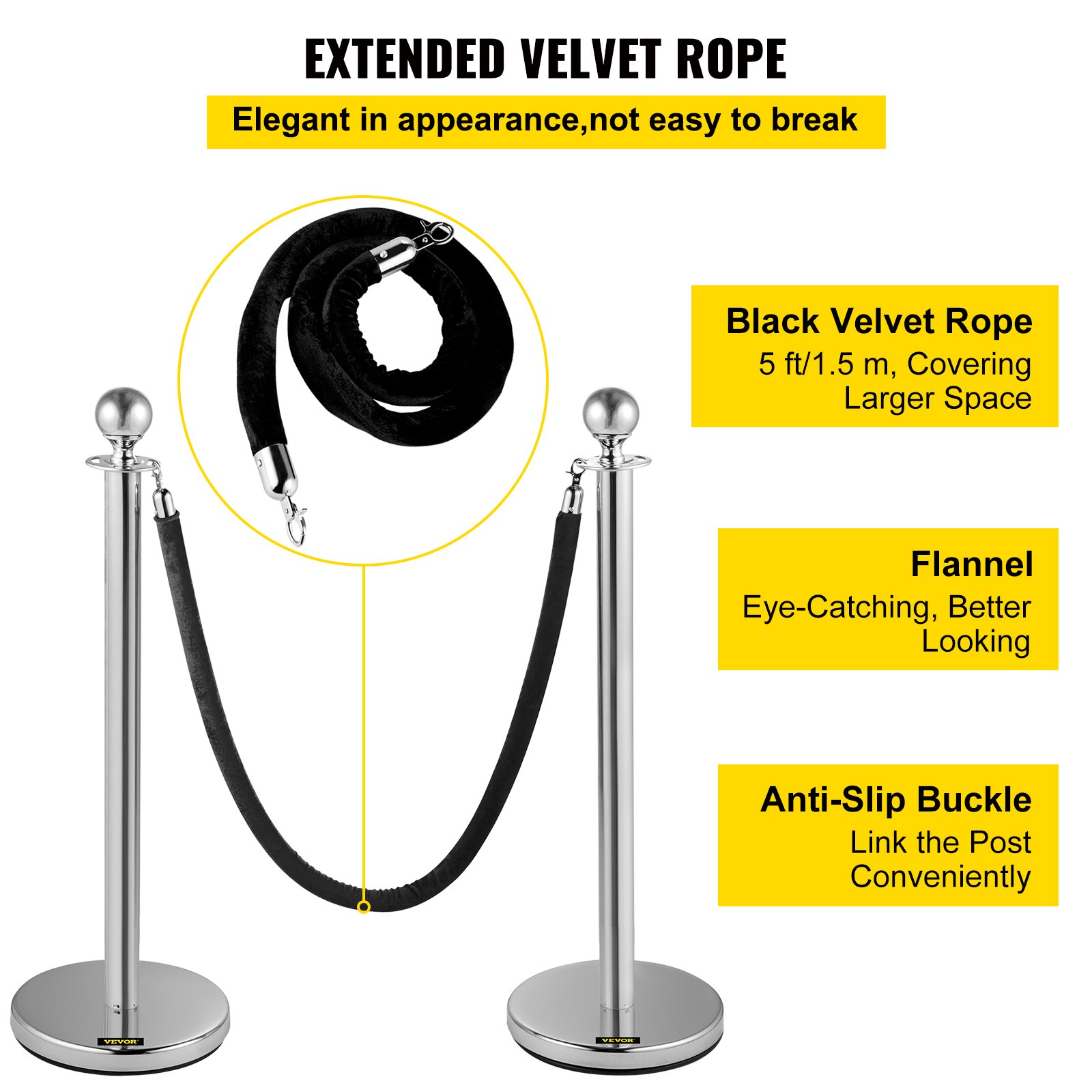 VEVOR Crowd Control Stanchion, Set of 2 Pieces Stanchion, Stanchion Set ...