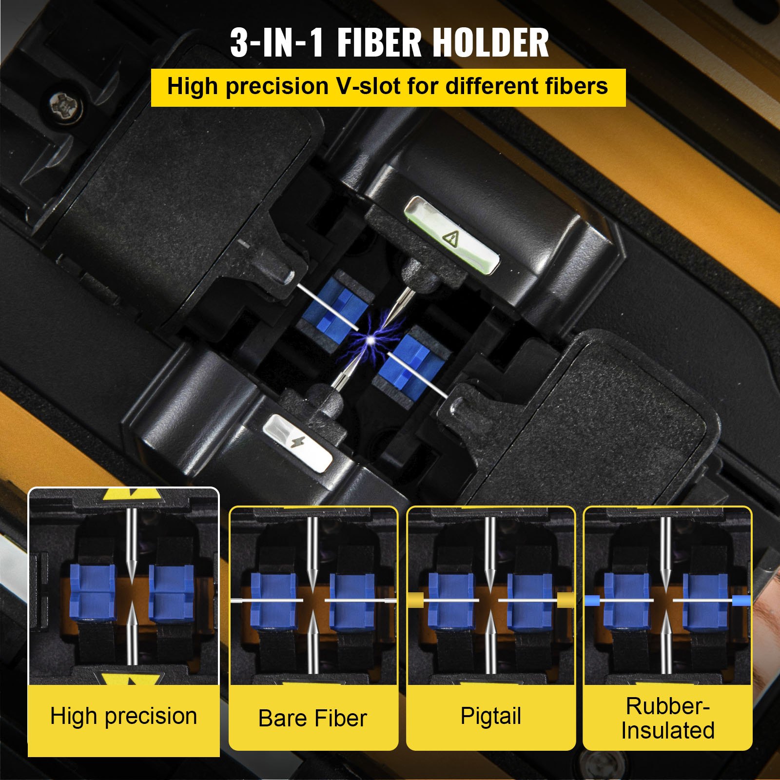 VEVOR AI-7C Fusion Splicer Kit Fiber Optic Splicing Machine 5" Screen w ...