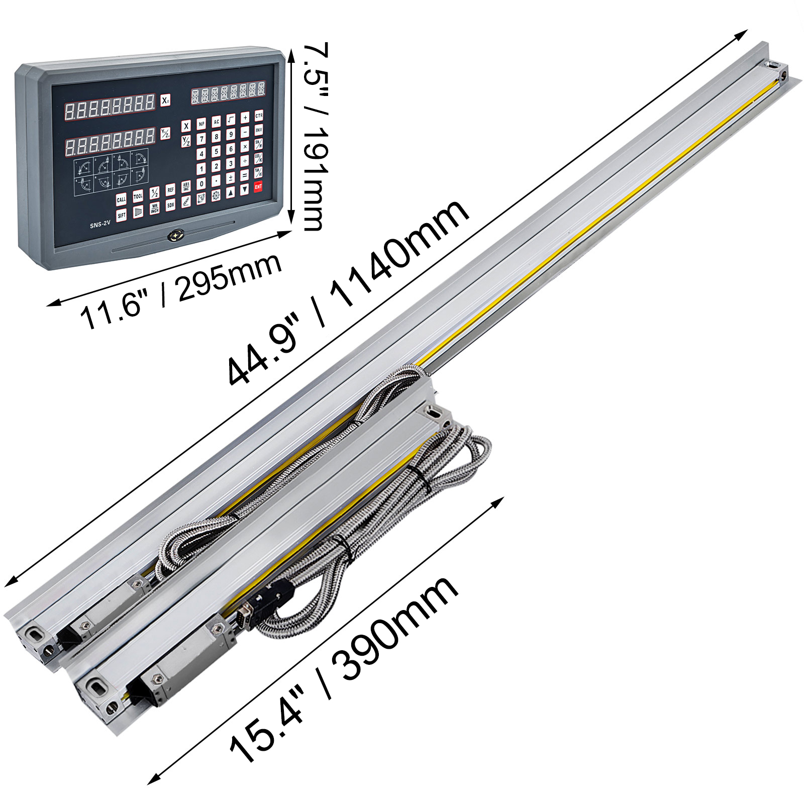 VEVOR Digital Readout, 2 Axis, DRO Display with 250mm and 1000mm Travel ...