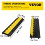 VEVOR 1 Pack of 3-Channel Rubber Cable Protector Ramps Heavy Duty ...