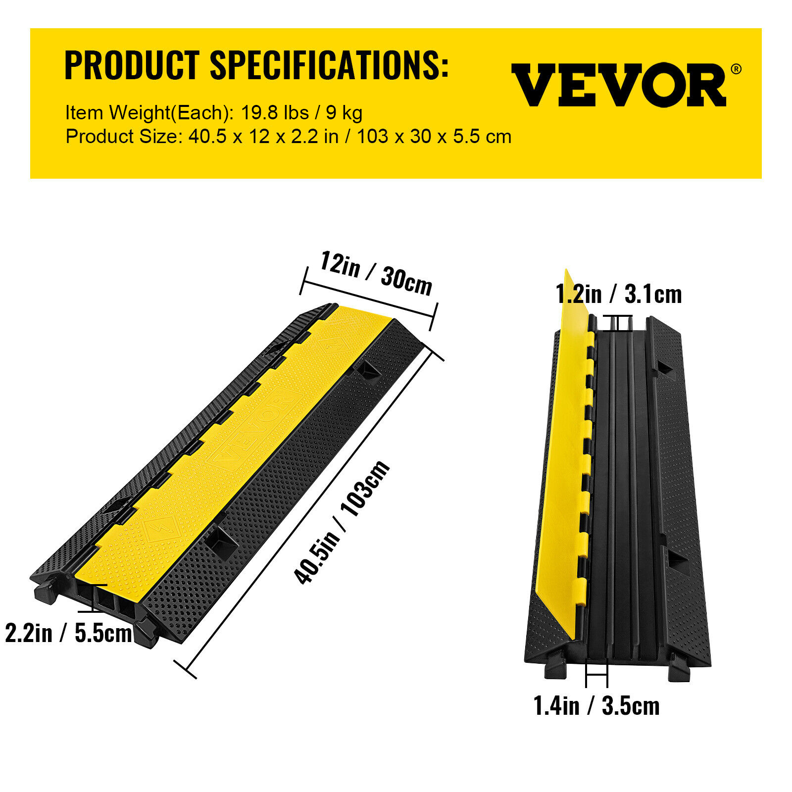 3 Channel Cable Protector Ramp Rubber Electrical Wire Cover Power Cord ...