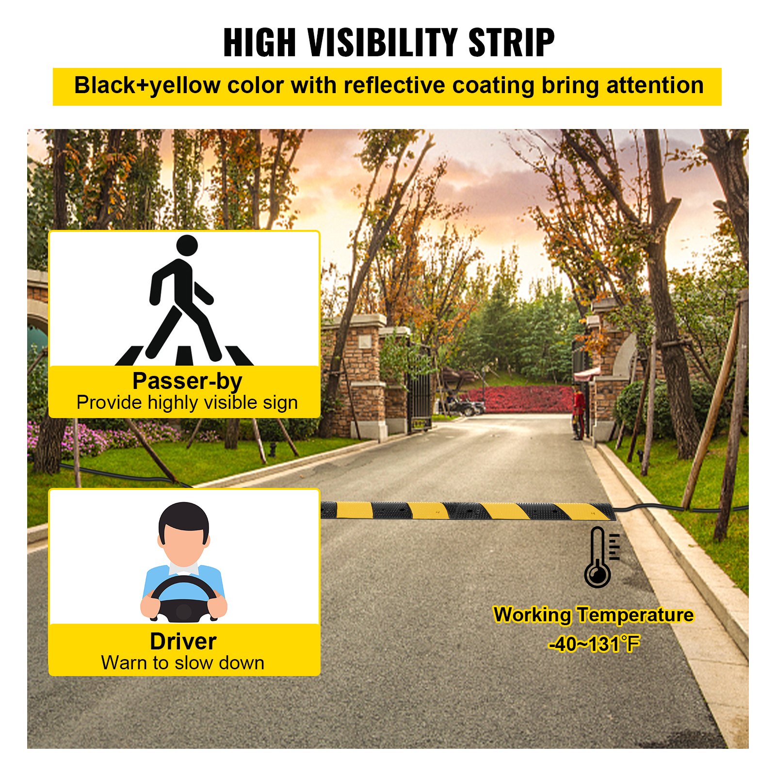 2 Channel Rubber Speed Bump Electric Modular Rubber Traffic Driveway ...
