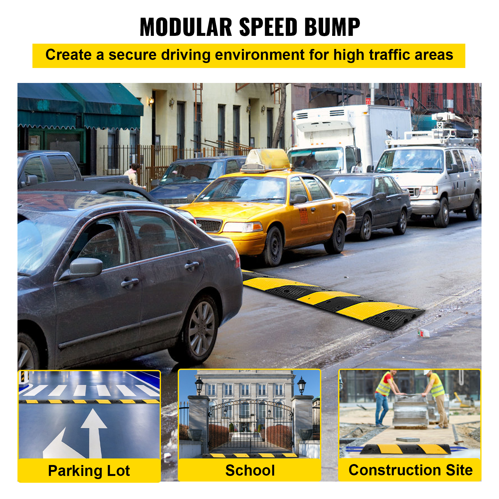 2 Channel Rubber Speed Bump Electric Modular Rubber Traffic Driveway ...
