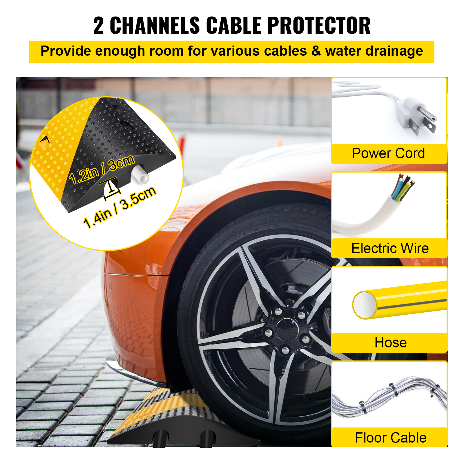 2 Channel Rubber Speed Bump Electric Modular Rubber Traffic Driveway ...