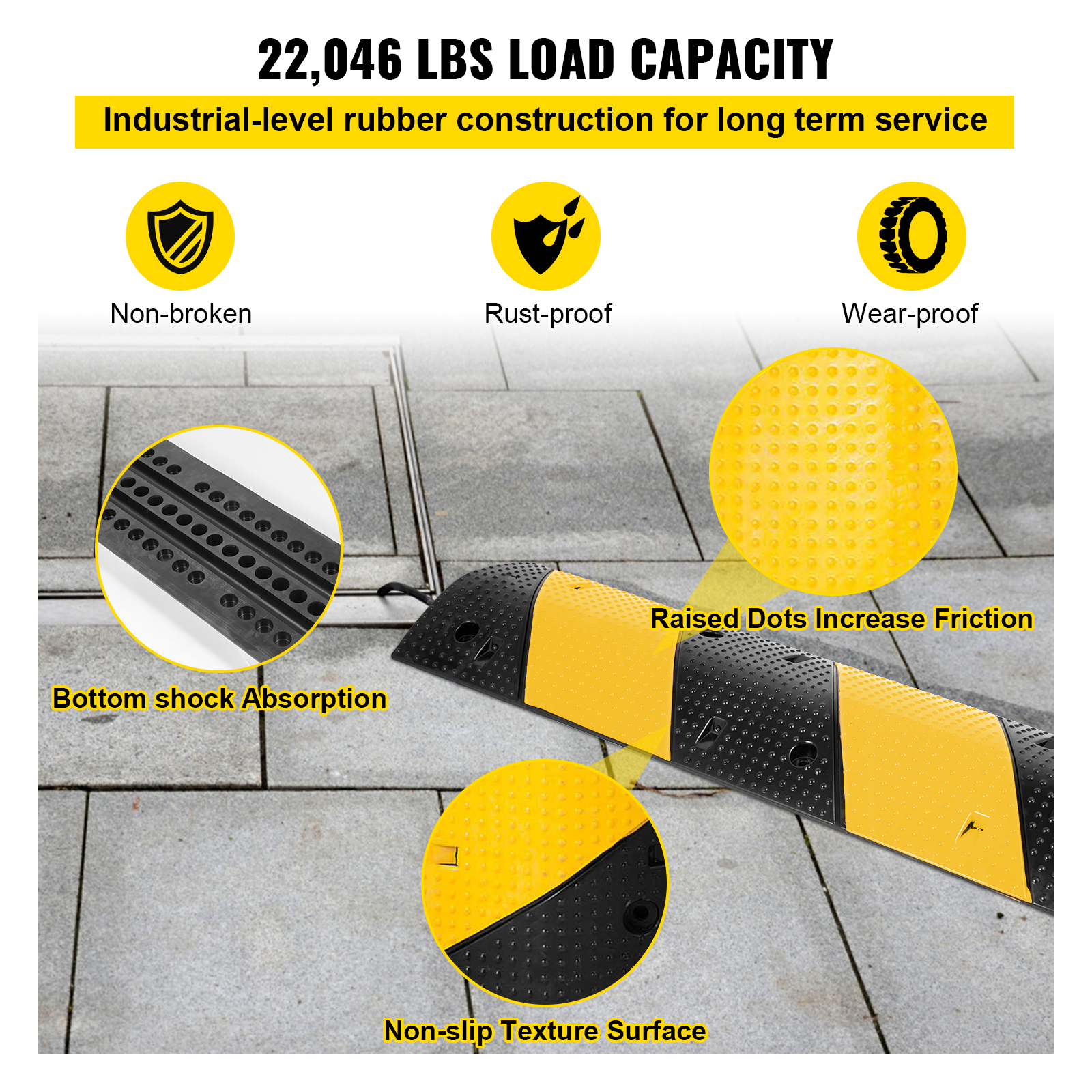 2 Channel Rubber Speed Bump Electric Modular Rubber Traffic Driveway ...