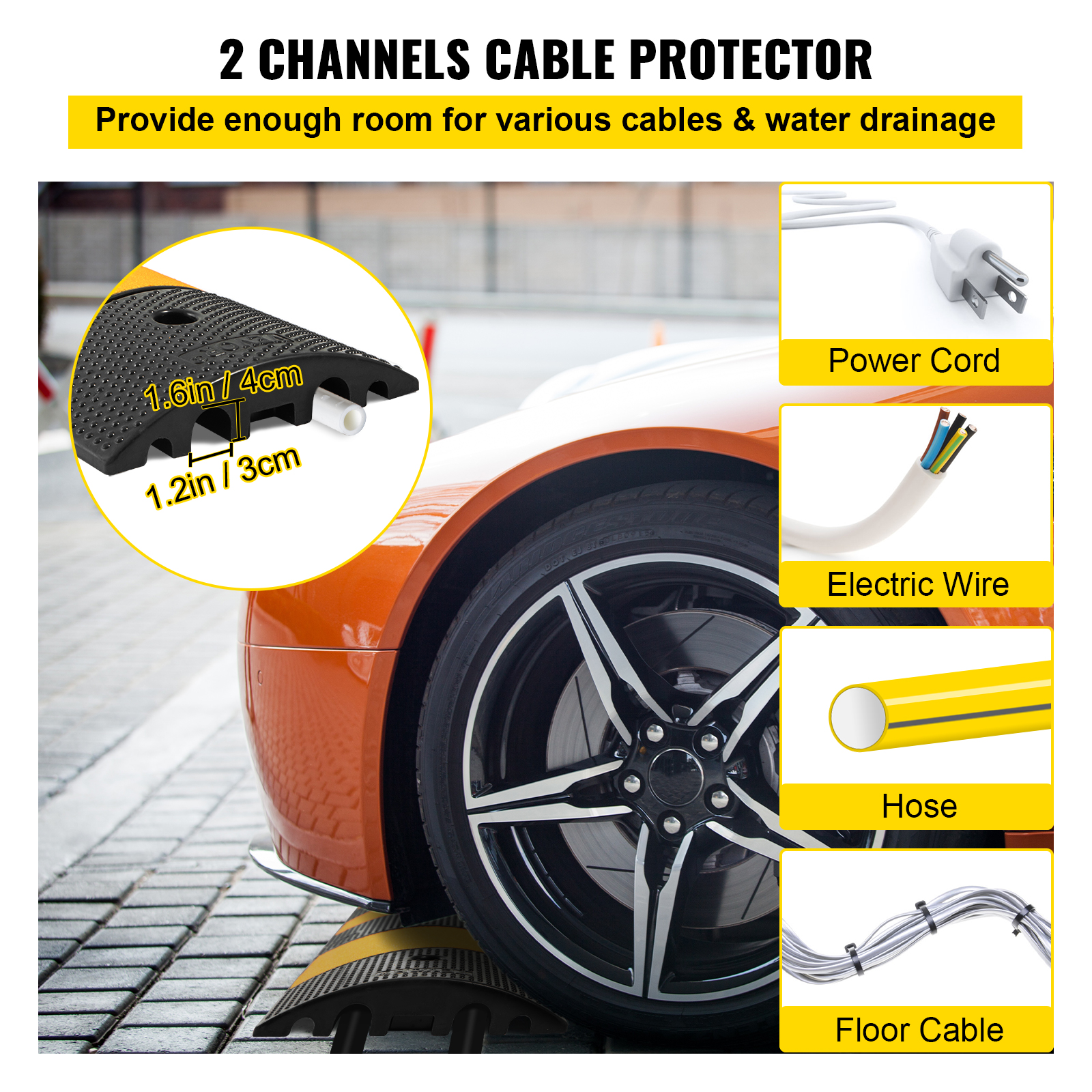 6ft Modular Rubber Speed Bumps Electric Outdoor Parking Lot Modular ...