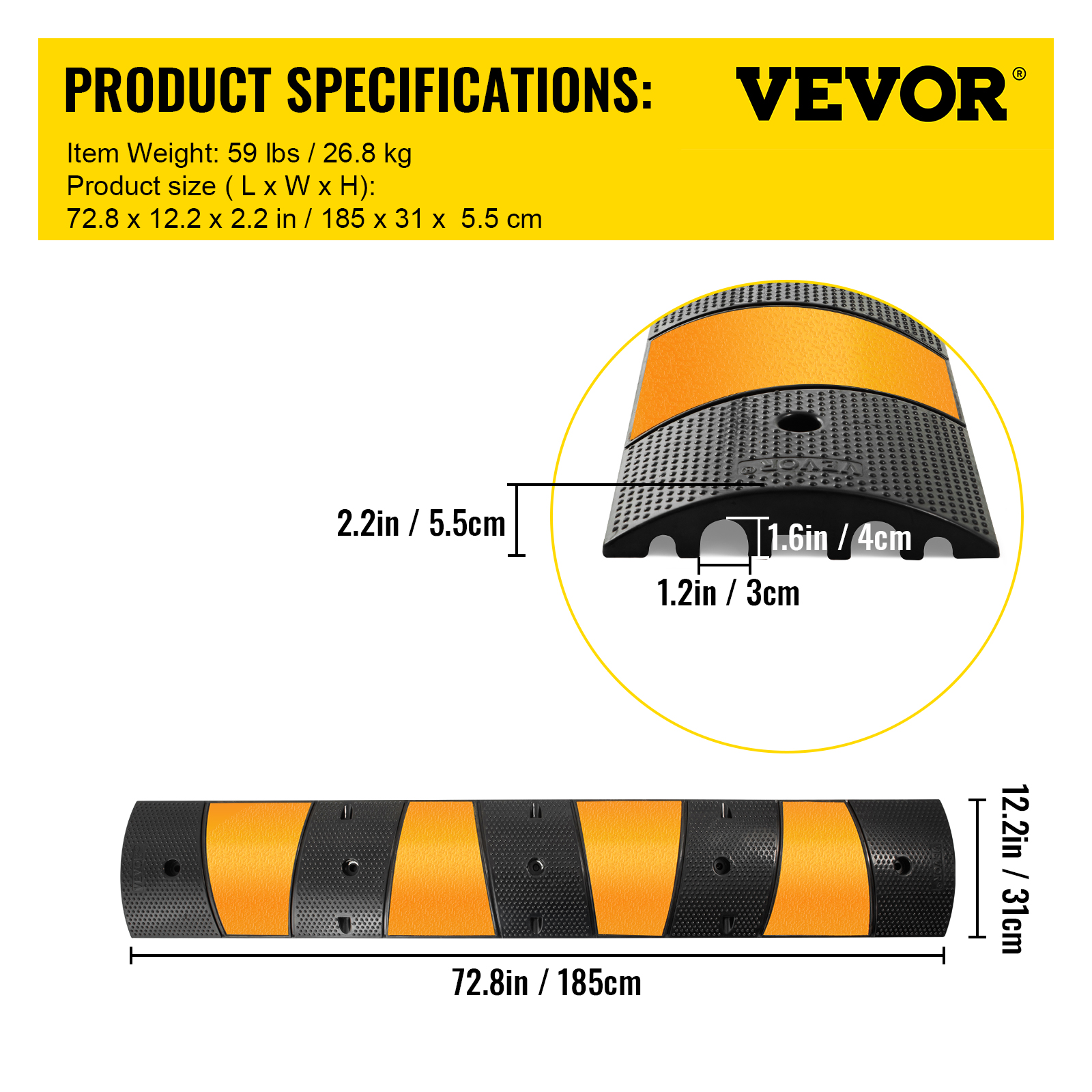 6ft Modular Rubber Speed Bumps Electric Outdoor Parking Lot Modular ...