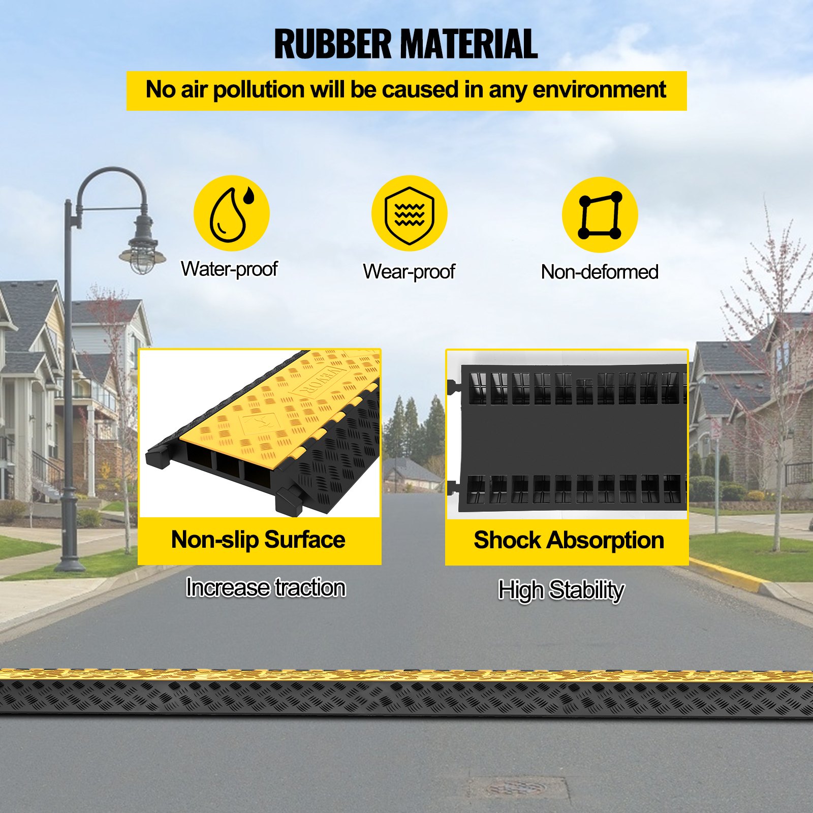 3 Channel Cable Protector Ramp Rubber 44000lbs Heavy Duty Wire Cover ...