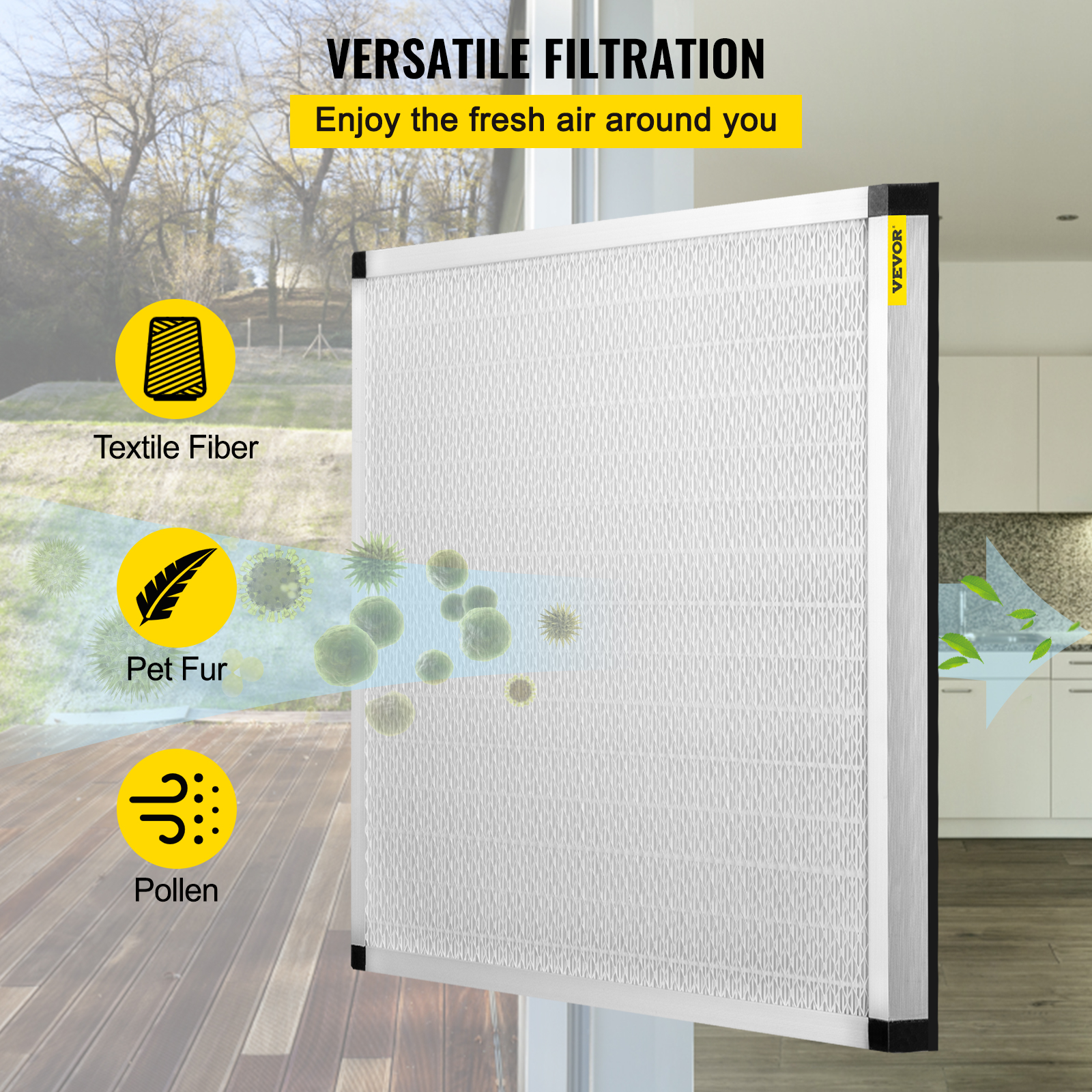 Vevor Hepa Filter Replacement Pleated Air Filter16x 19 X 2.2in Aluminum ...