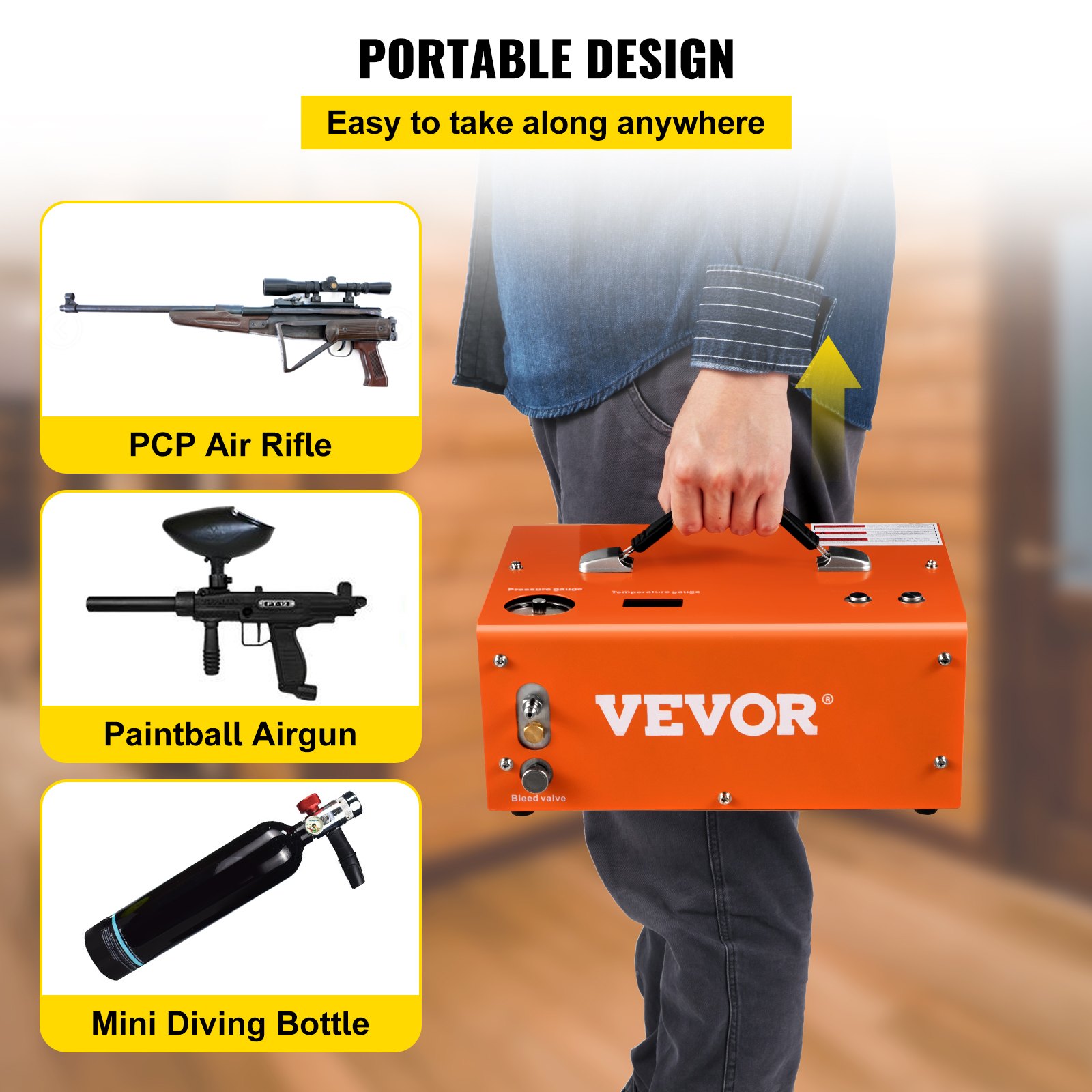 VEVOR VEVOR PCP Air Compressor Portable Scuba Compressor 4500Psi Auto ...
