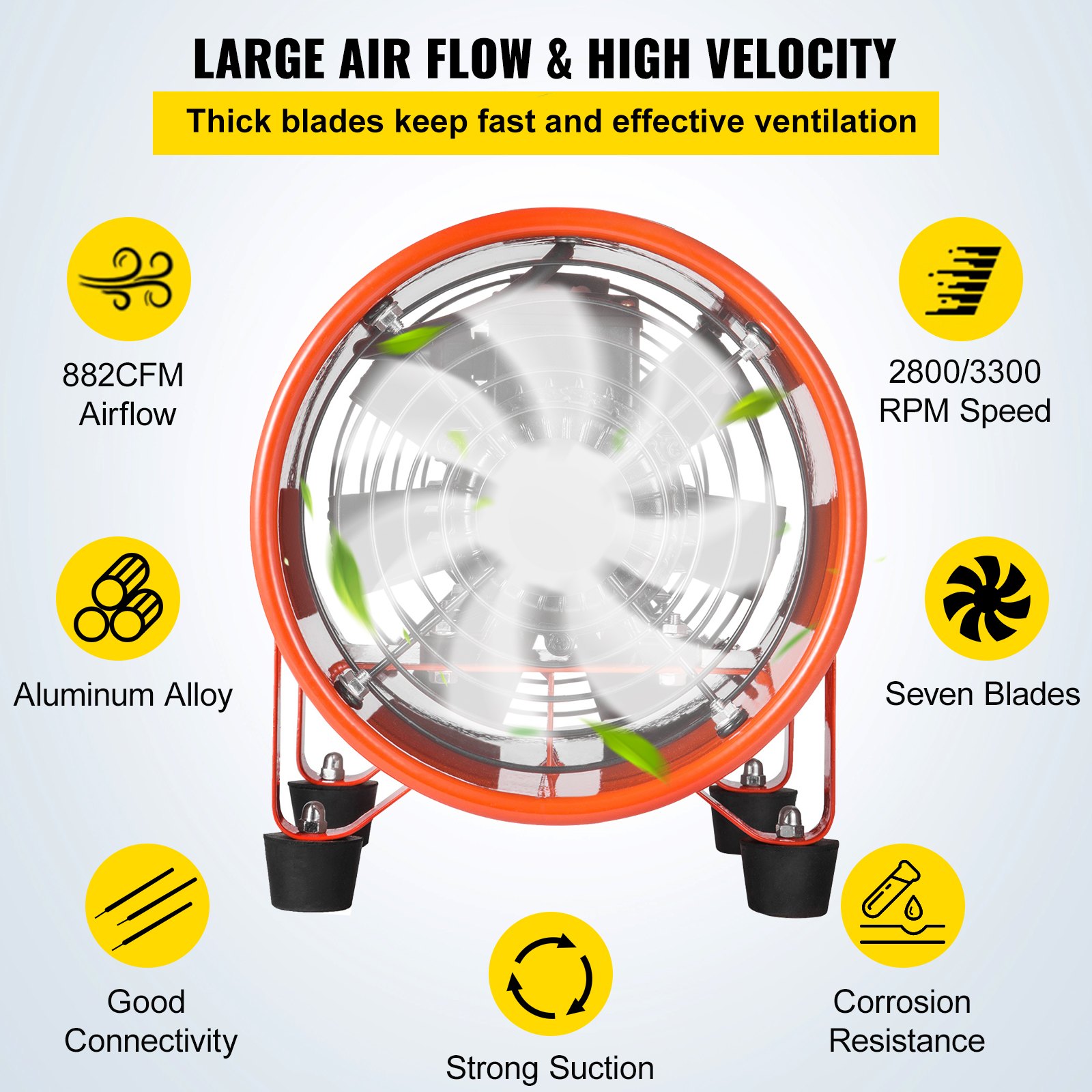 Heavy Duty Cylinder Fan with 10m Vinyl Hose High Velocity Portable ...