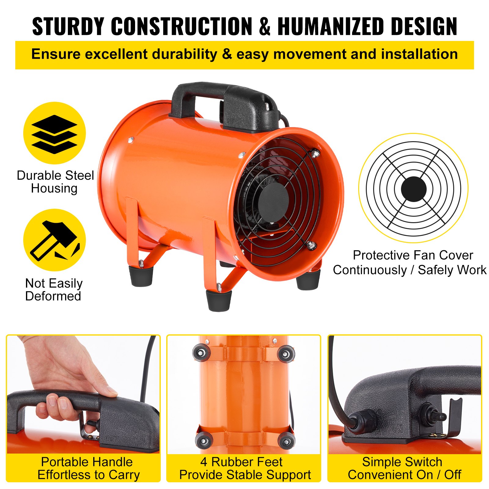 Heavy Duty Cylinder Fan with 10m Vinyl Hose High Velocity Portable ...