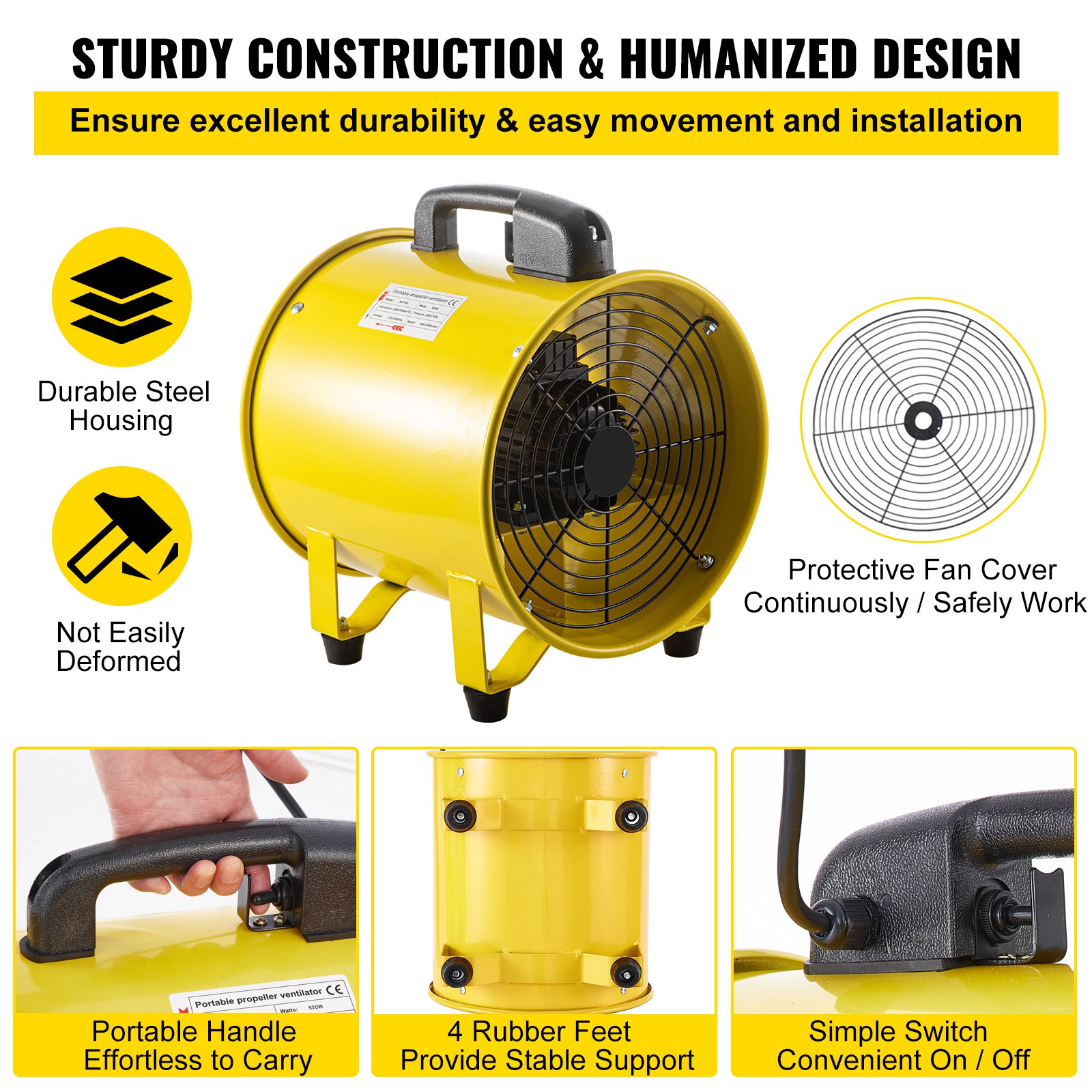 10'' Extractor Fan Blower 2 Speed 10m Duct Hose Exhaust Industrial ...
