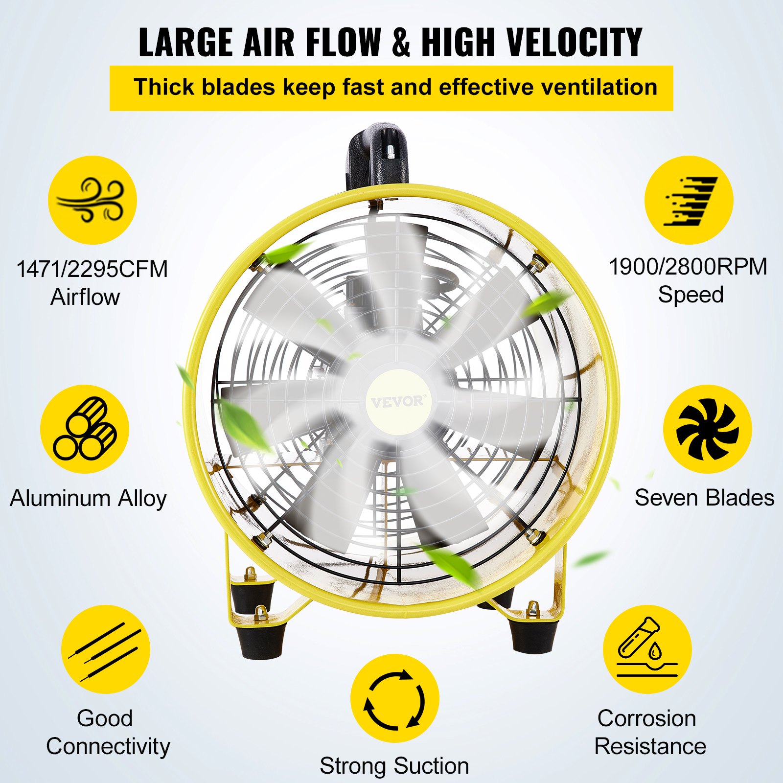 12'' Extractor Fan Blower 2 Speed 5m Duct Hose Chemical Low Noise ...