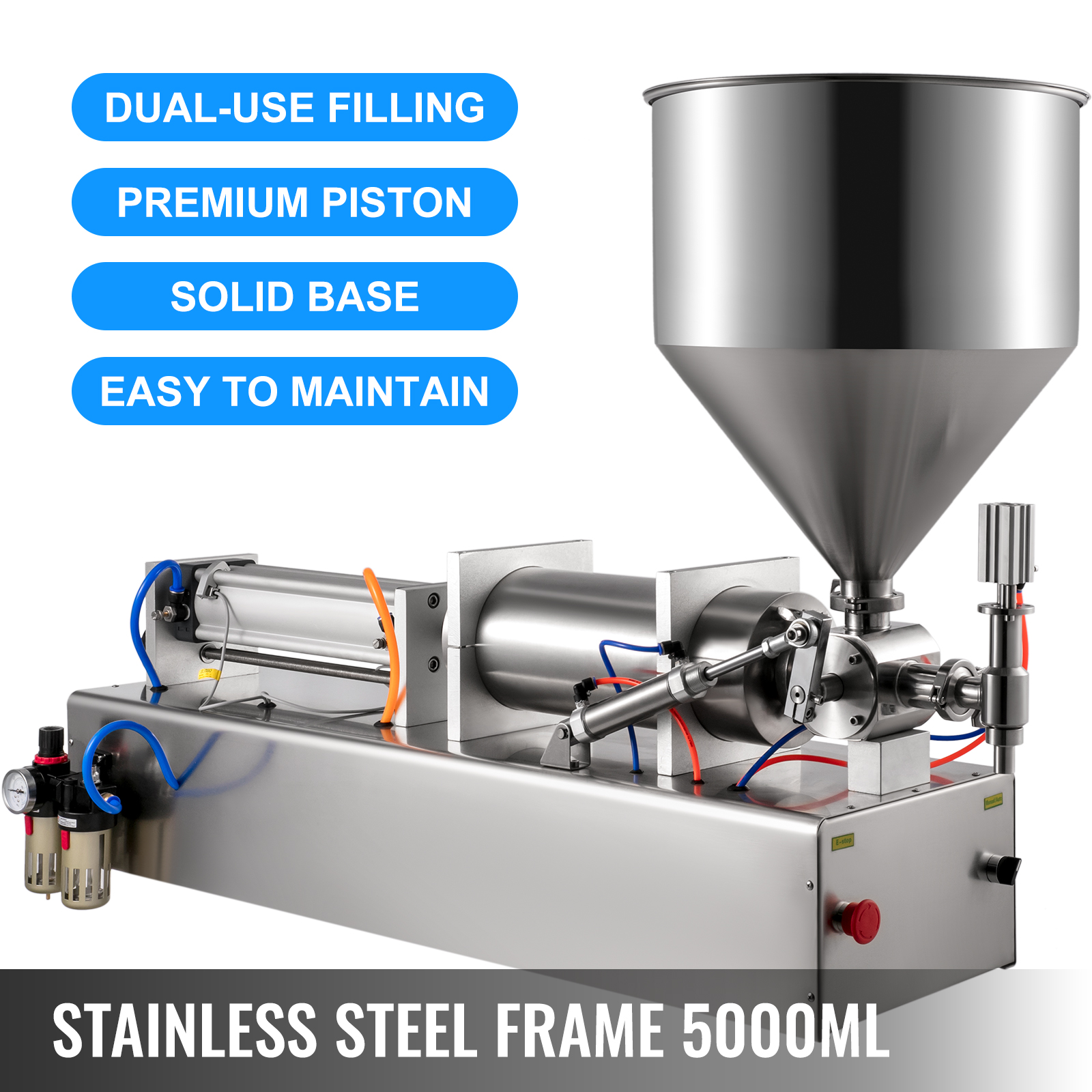 VEVOR Pneumatic Liquid Paste Filling Machine 1000-5000ml, Dual-use ...