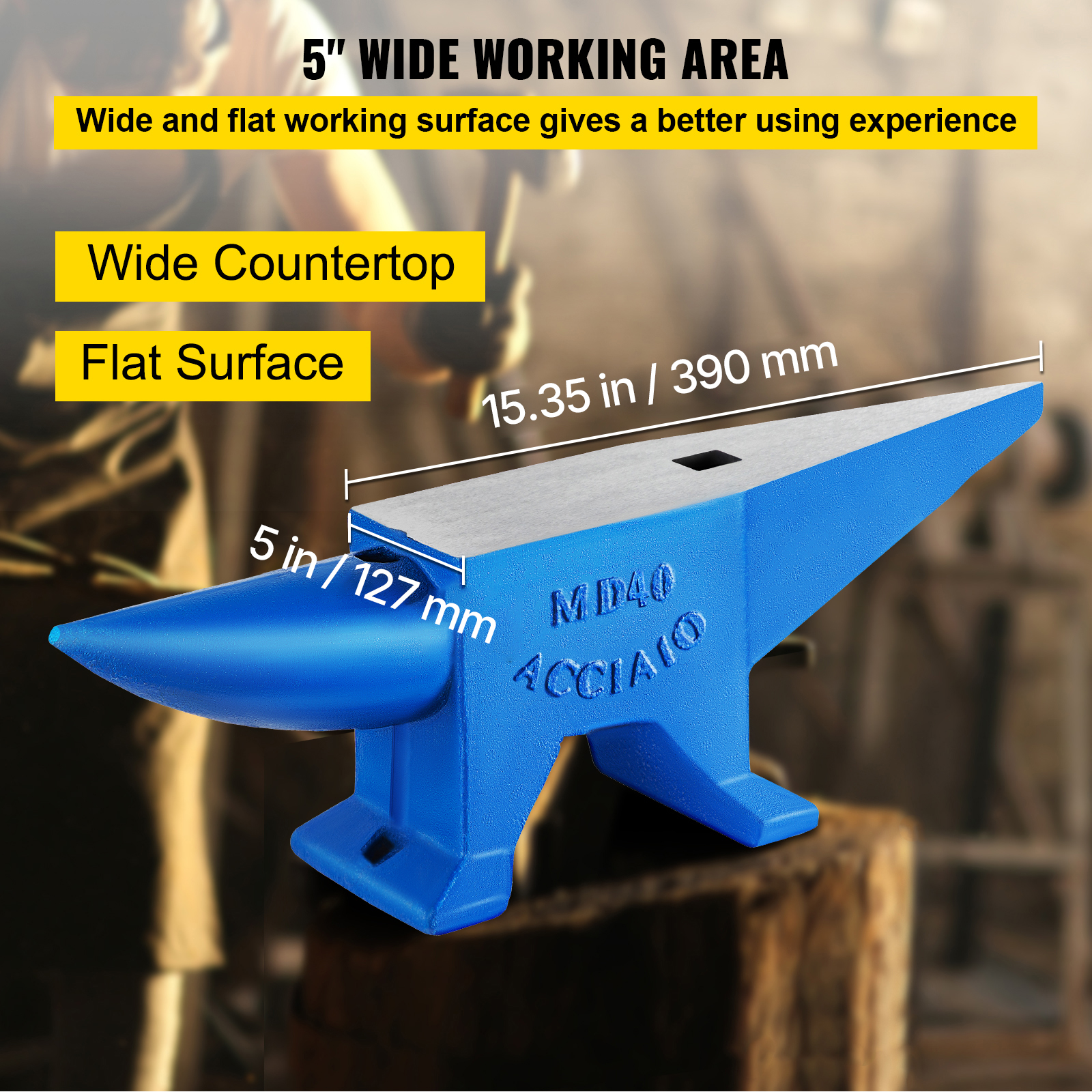 88lb Blacksmith Anvil Steel Anvil 40kg Solid Heat Treated Round Horn ...